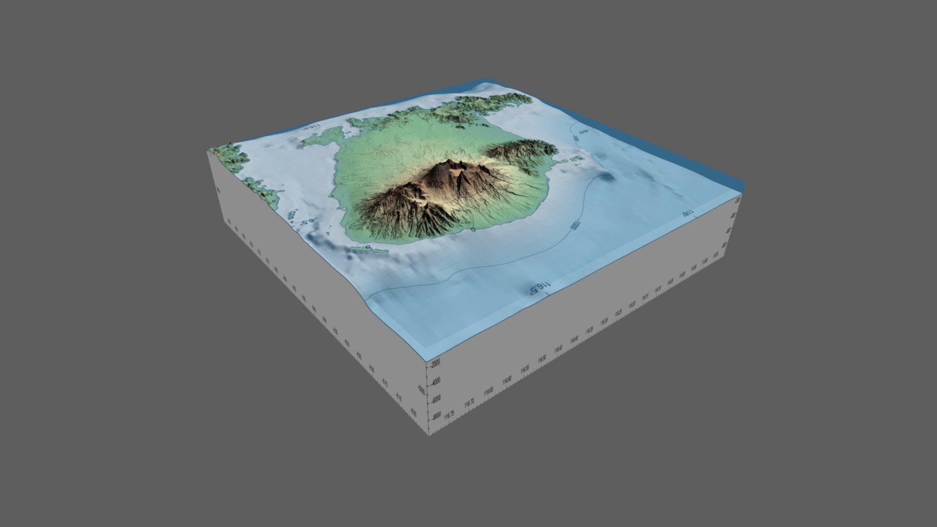 3D model of Gunung Rinjani - Download Free 3D model by Kyle (@geokyle ...