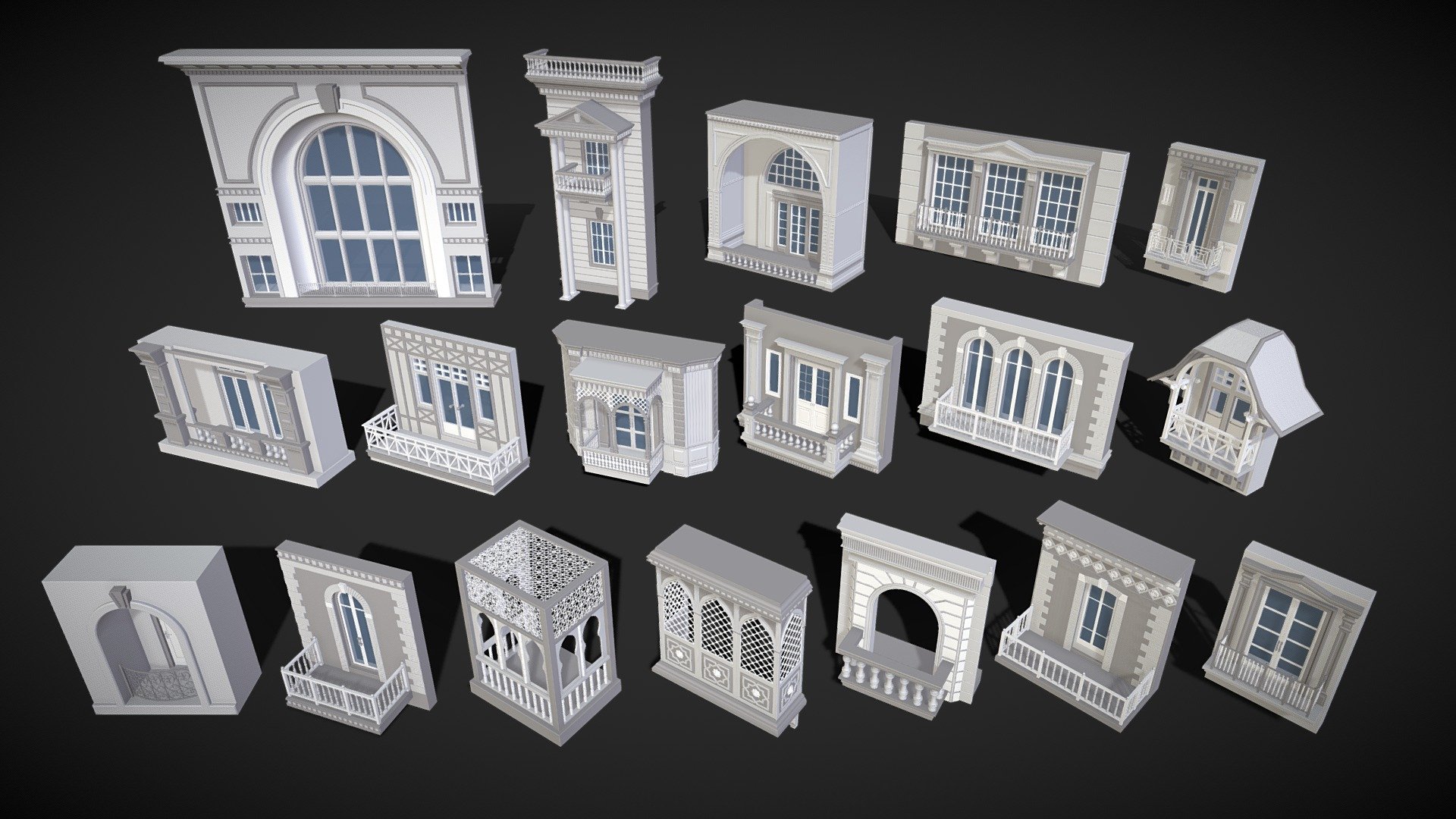 Building Facade Collection 6 - 18 pieces - 3D model by 3d.armzep ...