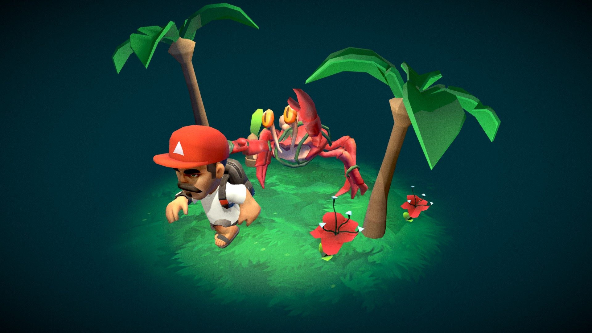 Crab chasing scene - 3D model by bestgamekits [80f4de2] - Sketchfab