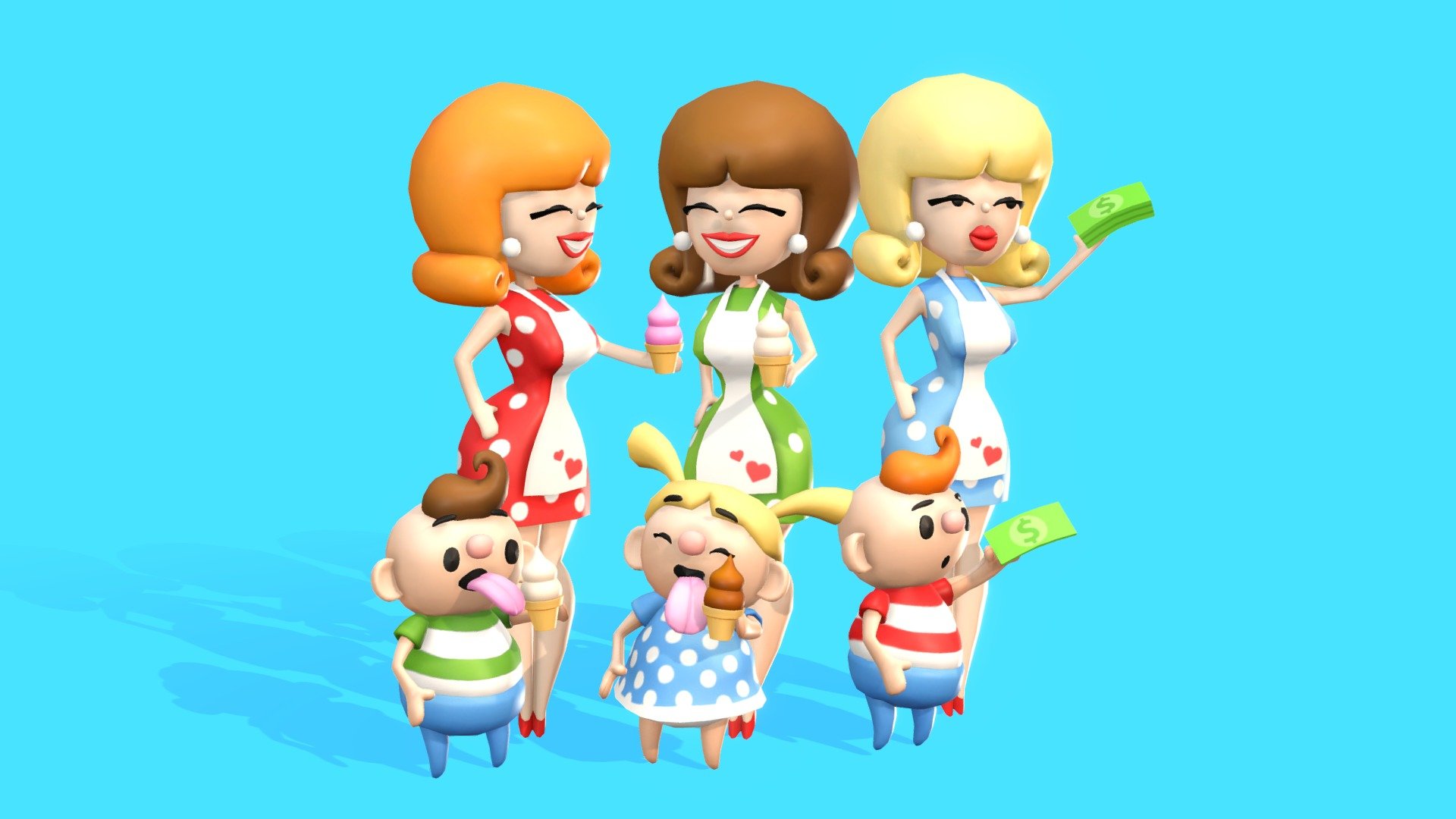 Ice cream customers - 3D model by L3X [80fe017] - Sketchfab