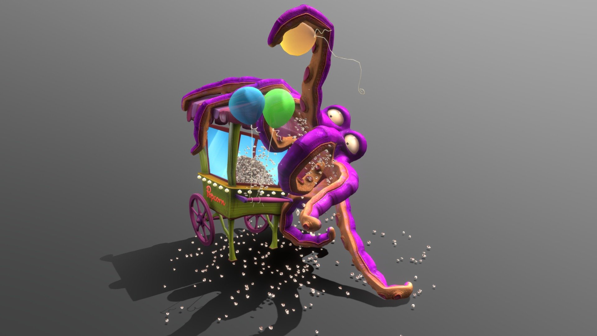 Octopus&Pop Corn - 3D model by foralkimserbest [80ff441] - Sketchfab