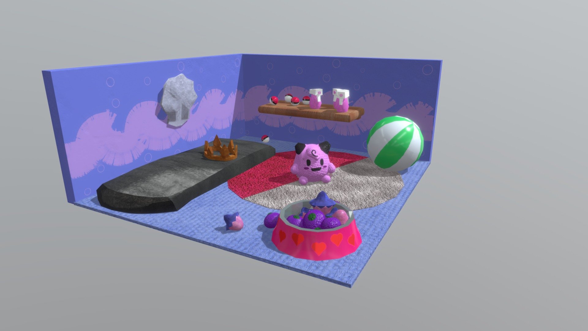 Isometric Slowpoke Themed Bedroom - Download Free 3D model by Chuunibyo ...