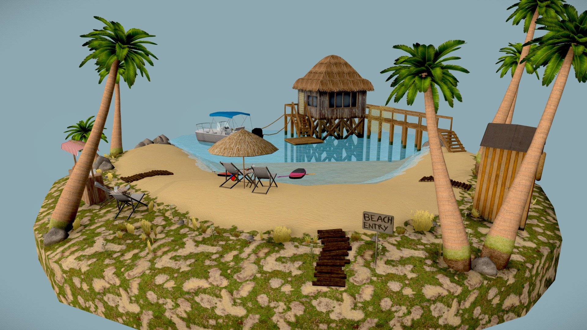 3D1 BeachBungallow Diorama - Download Free 3D model by JonathanRibonnet ...
