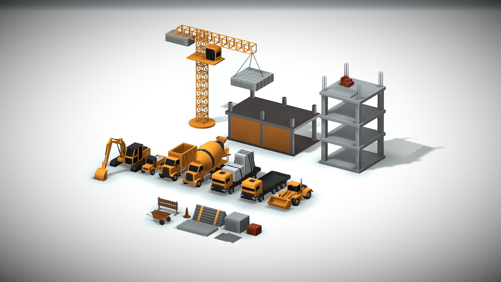 Lowpoly Construction Vehicles Set - Download Free 3D model by kyuandzo [8164c45] - Sketchfab