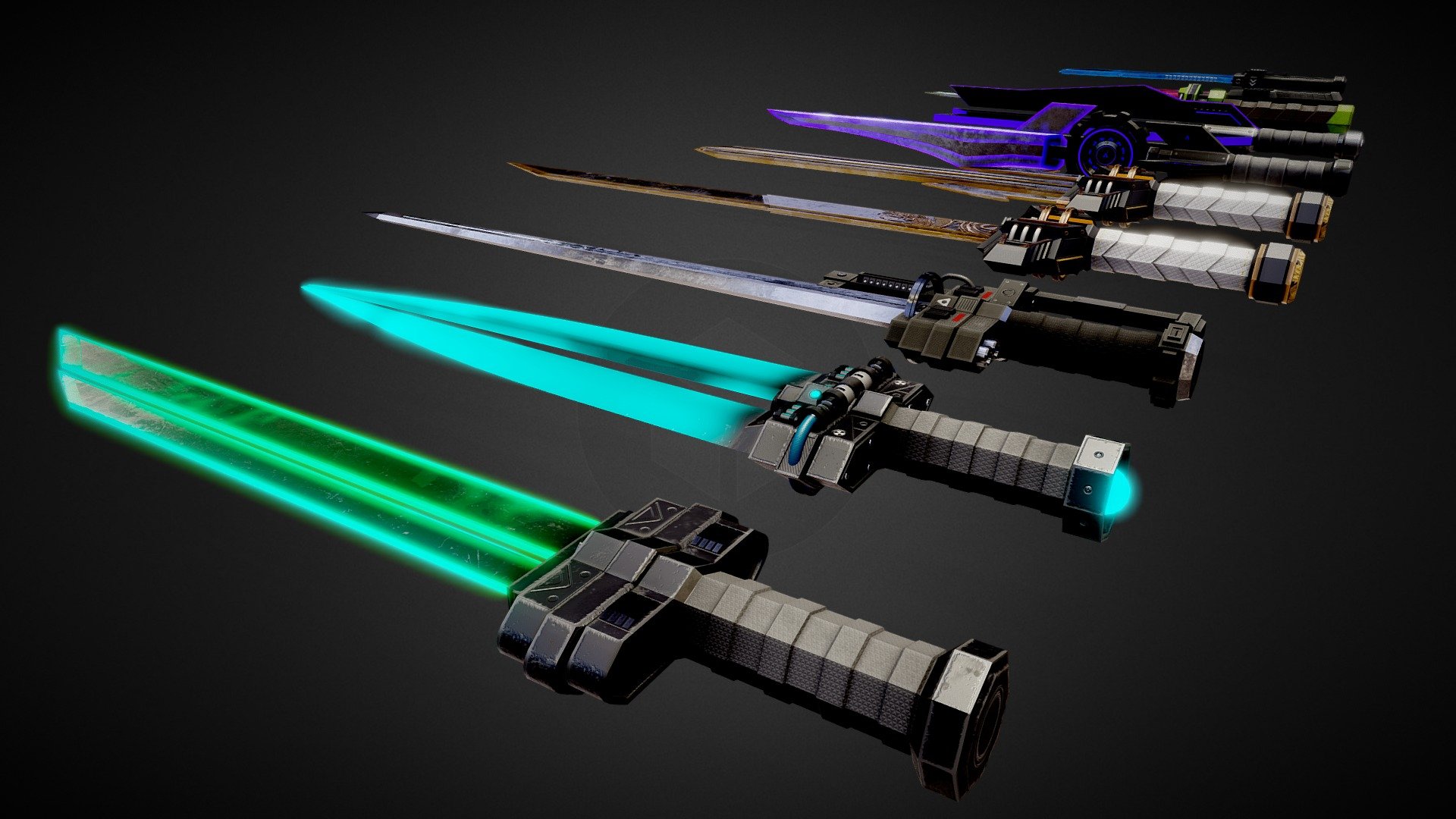 Cyberpunk swords - Buy Royalty Free 3D model by alejo066 [81928bd] - Sketchfab Store