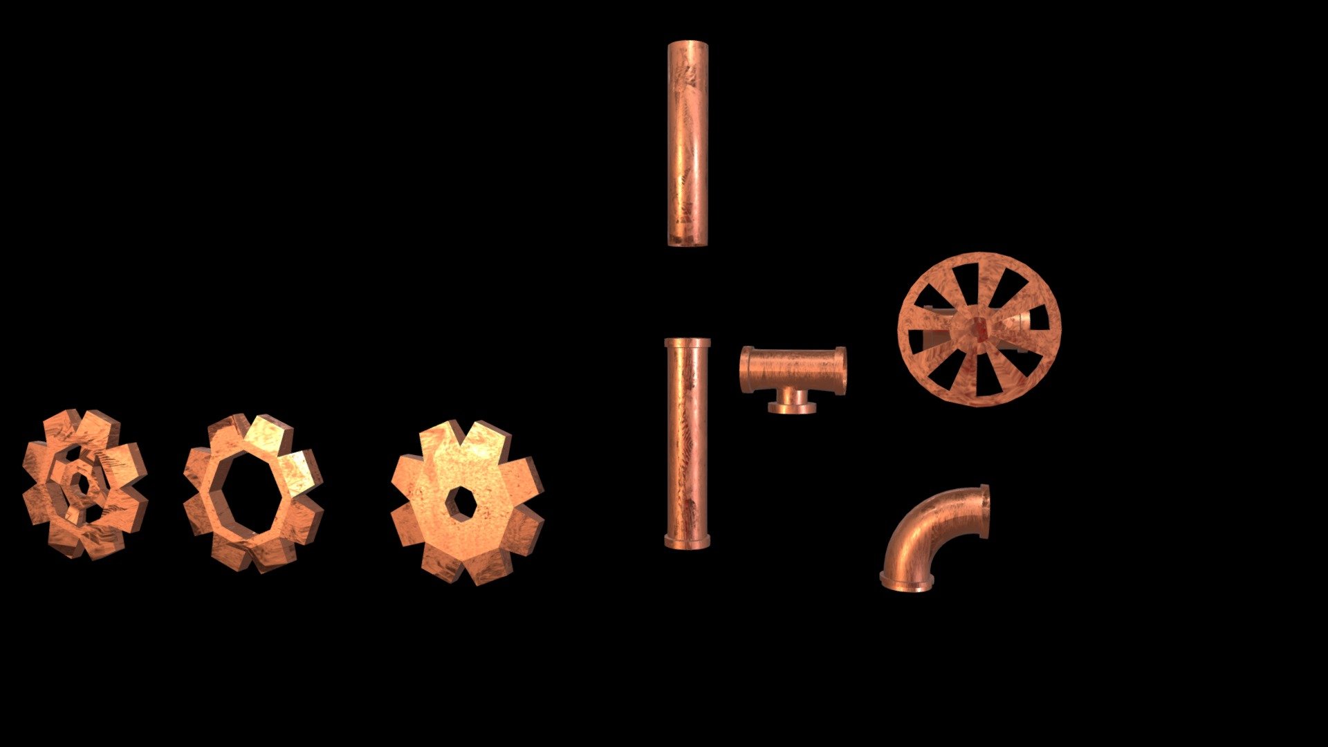Cogs And Pipes - Lowpoly - PBR copper - Buy Royalty Free 3D model by ...