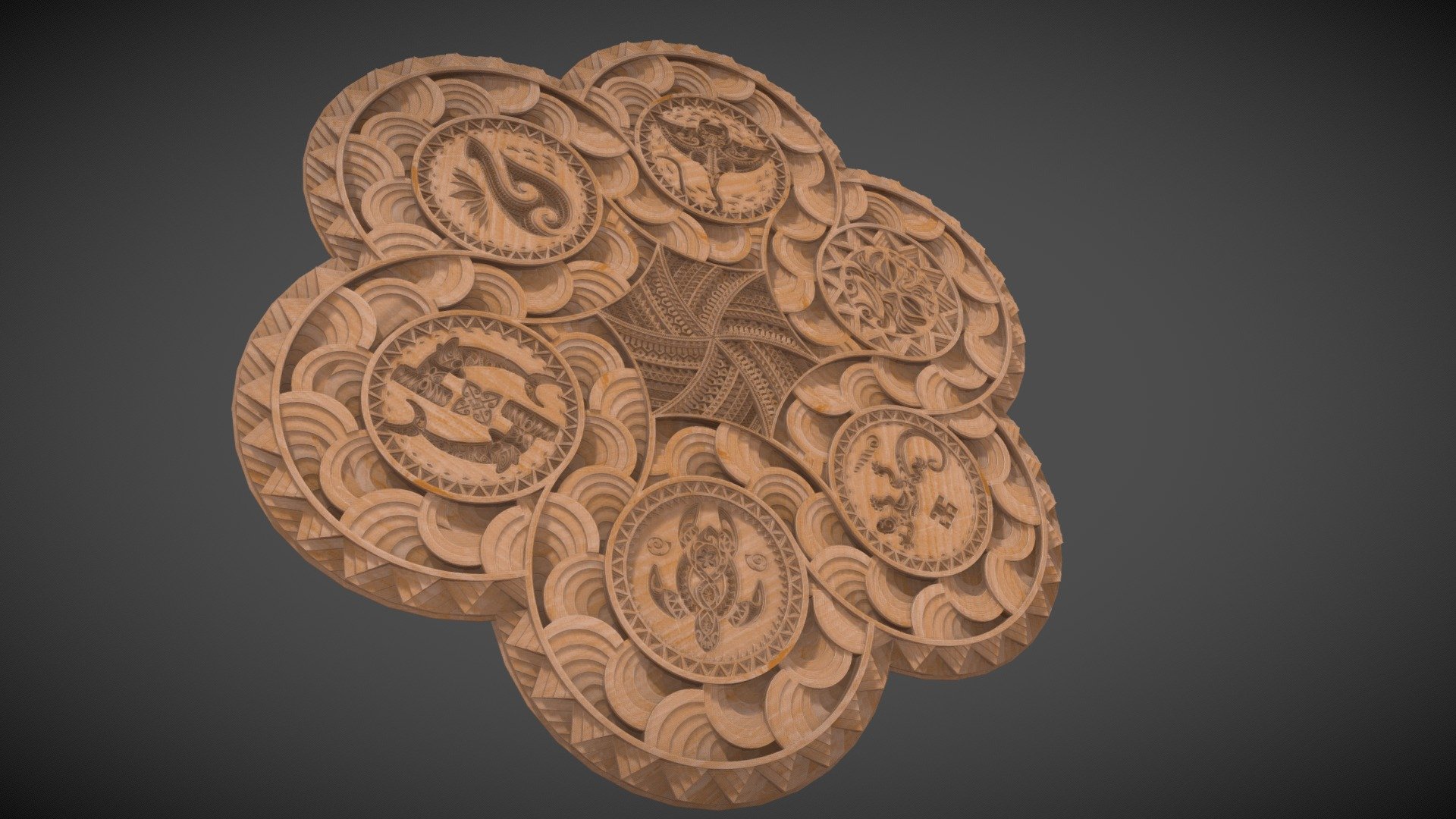 Polynesian-style mandala - 3D model by Ishin_designs [819461e] - Sketchfab