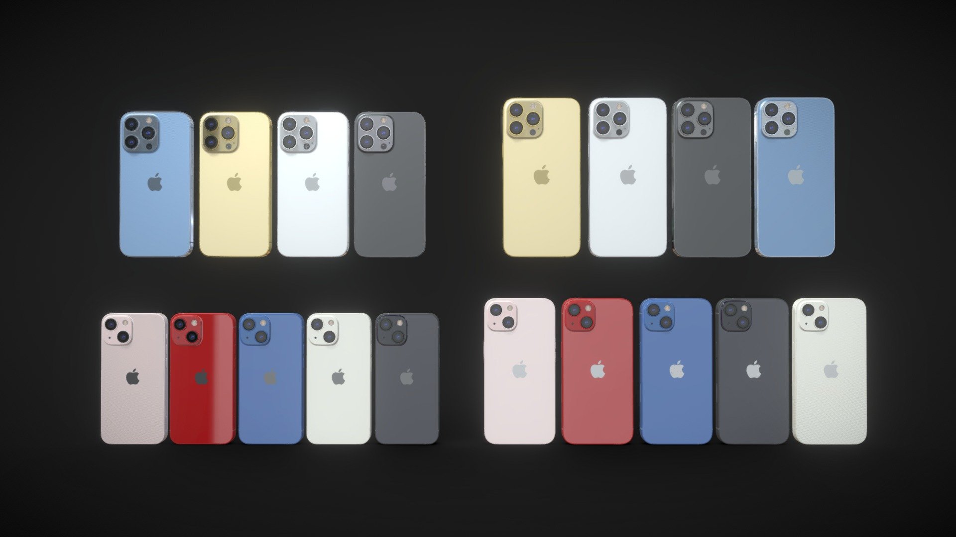 Apple iPhone 13 Collection All Colors - Buy Royalty Free 3D model by ...