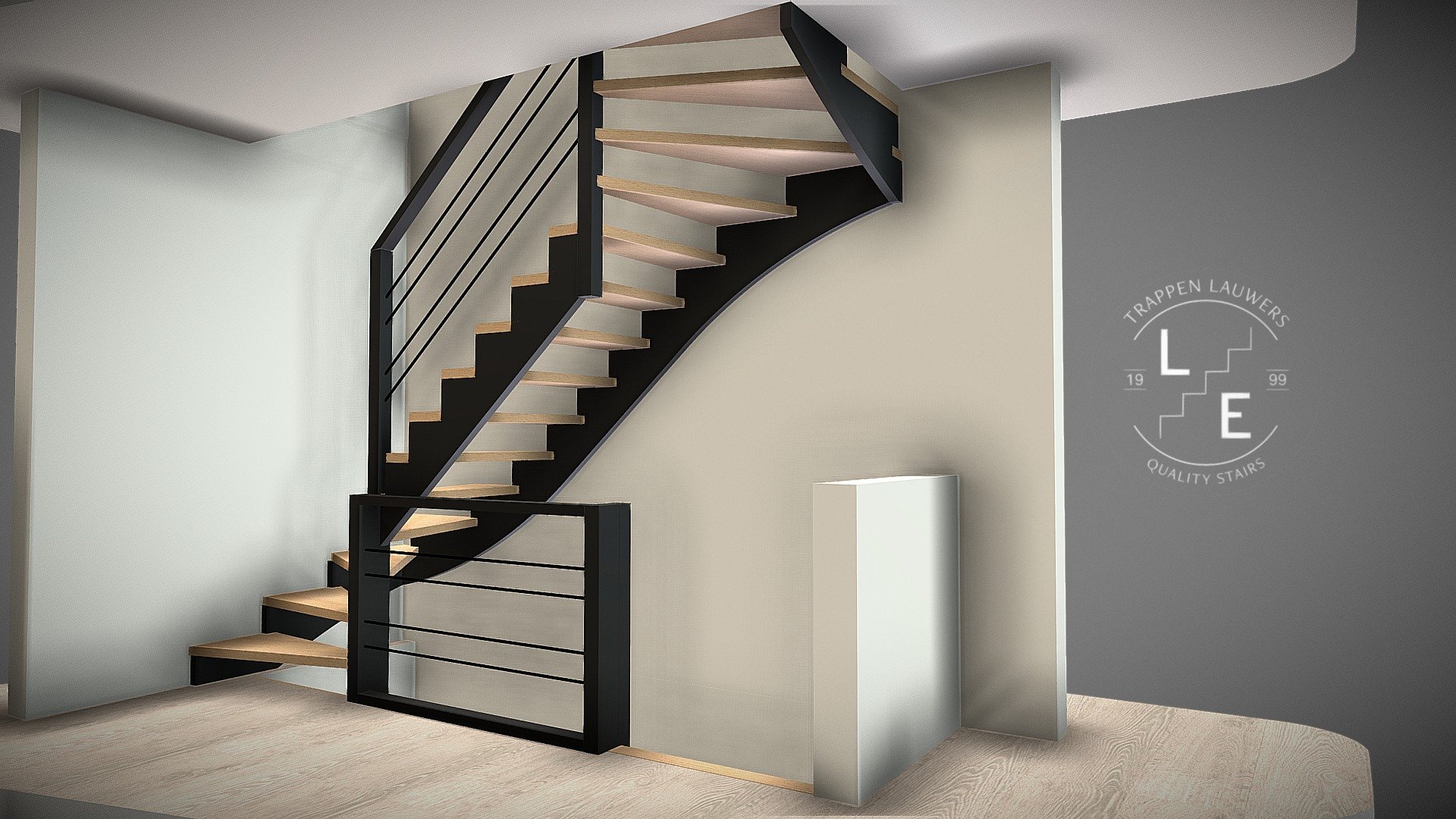 Twee moderne open trappen - 3D model by Trappen Lauwers ...