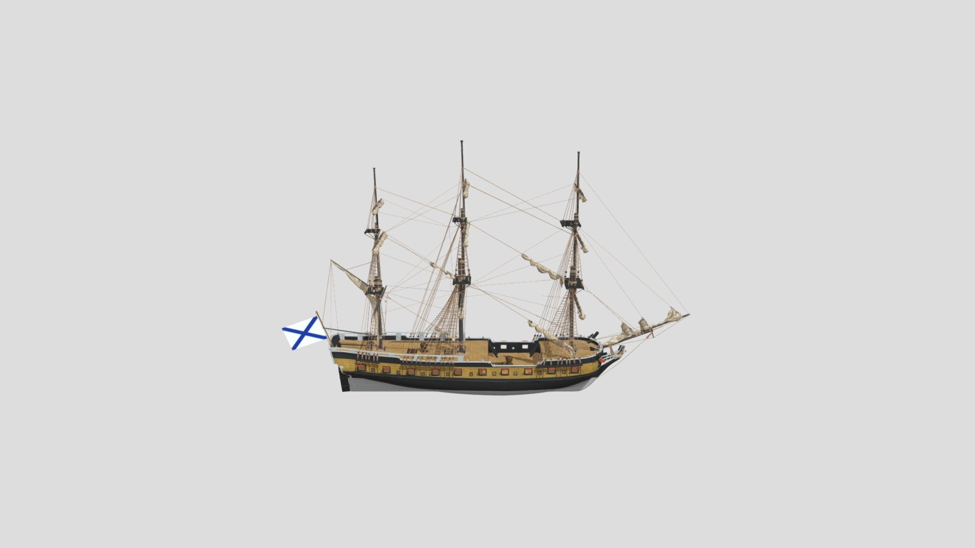 Russian-archipelago-frigate closed sails - Download Free 3D model by ...