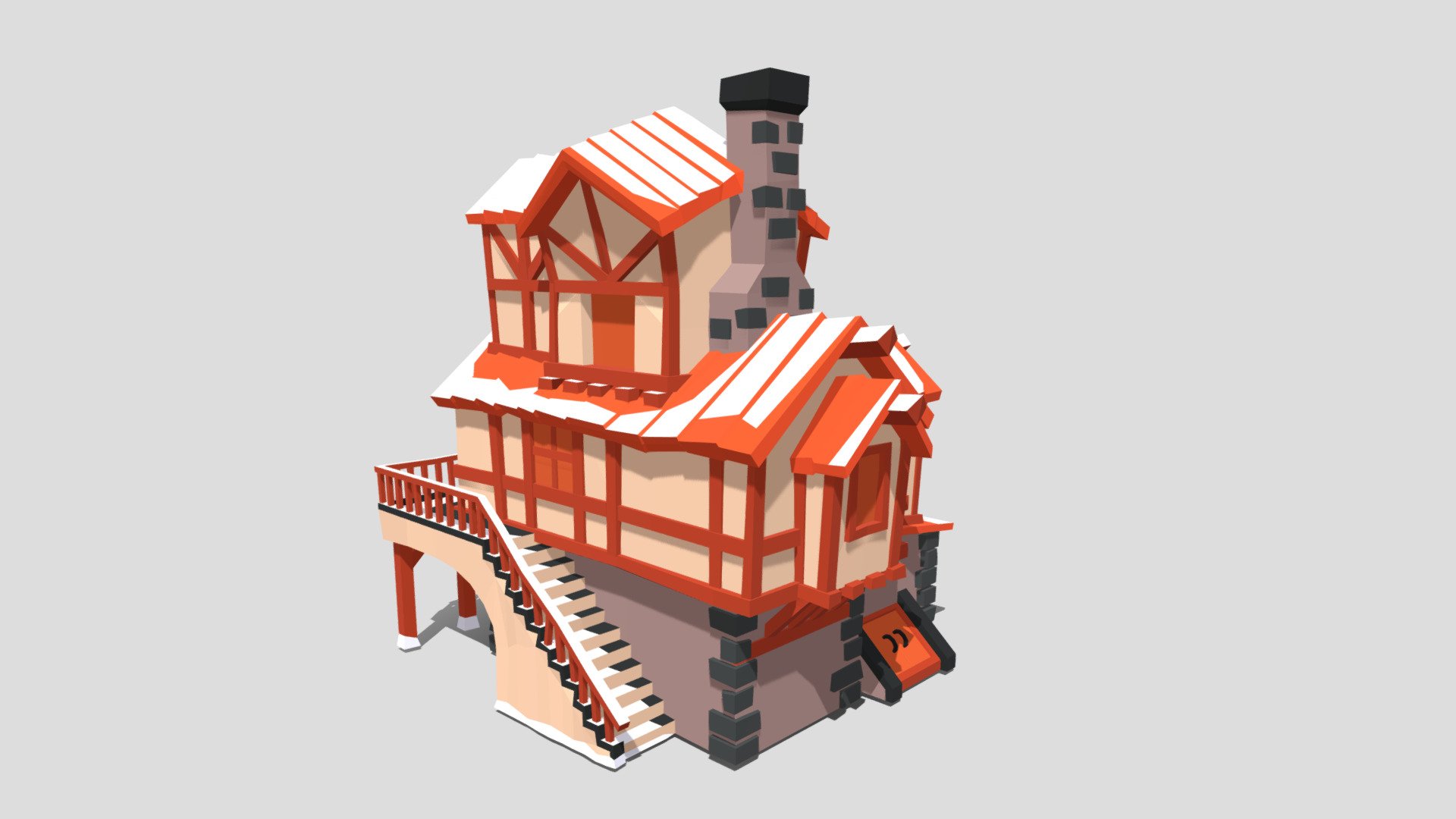 Low poly medieval house 1 - Download Free 3D model by assetfactory ...