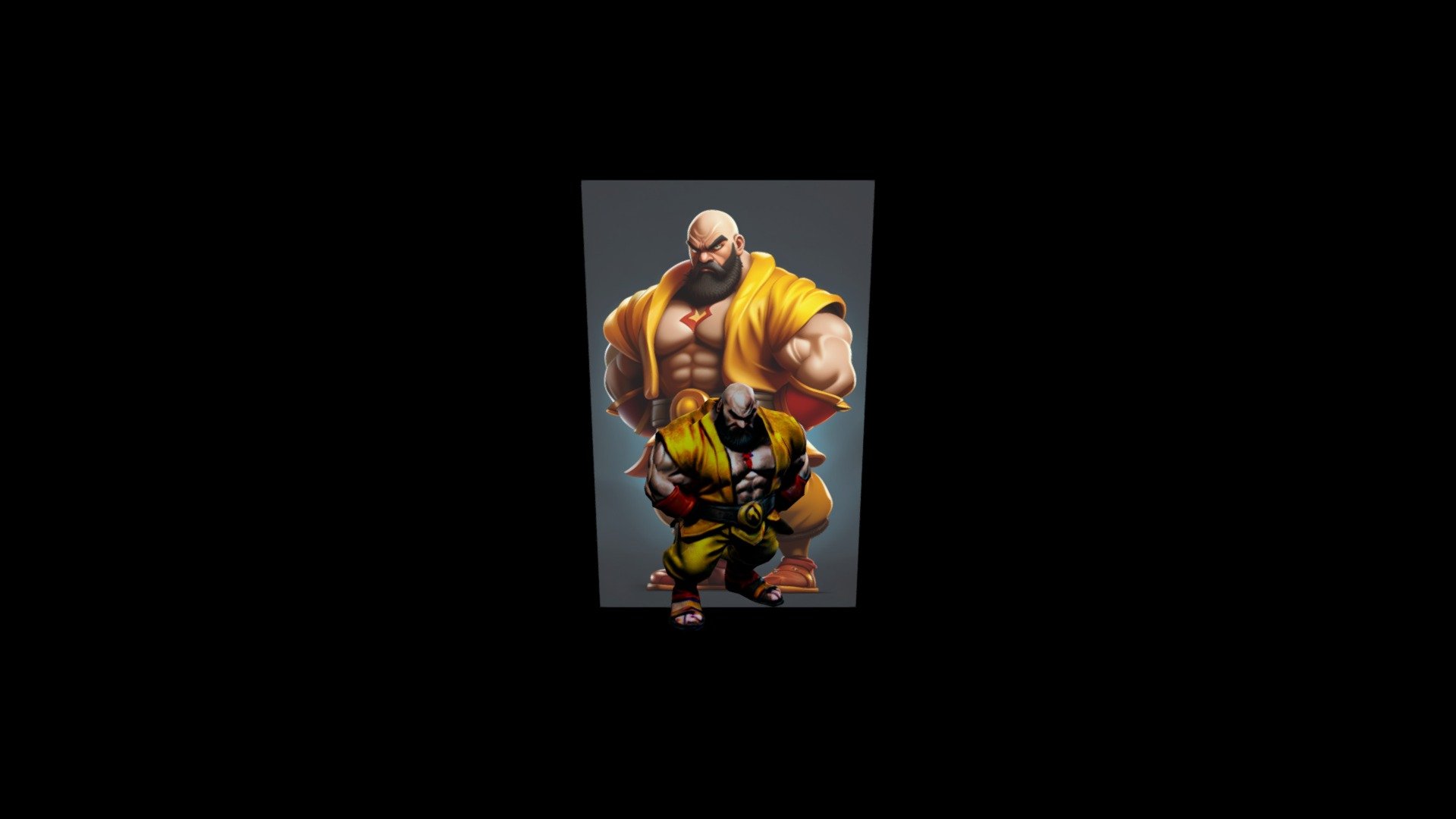 "A muscular man in a yellow robe with a beard a - Download Free 3D ...