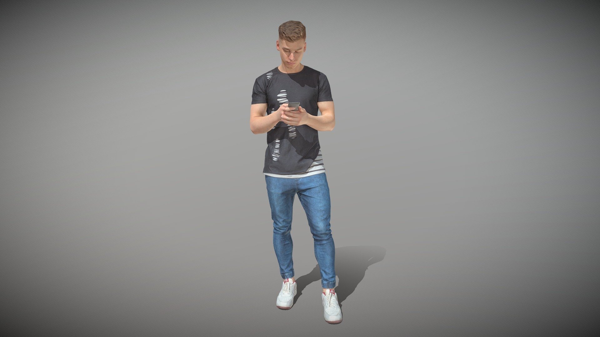 Handsome man is texting a message 34 - Buy Royalty Free 3D model by ...