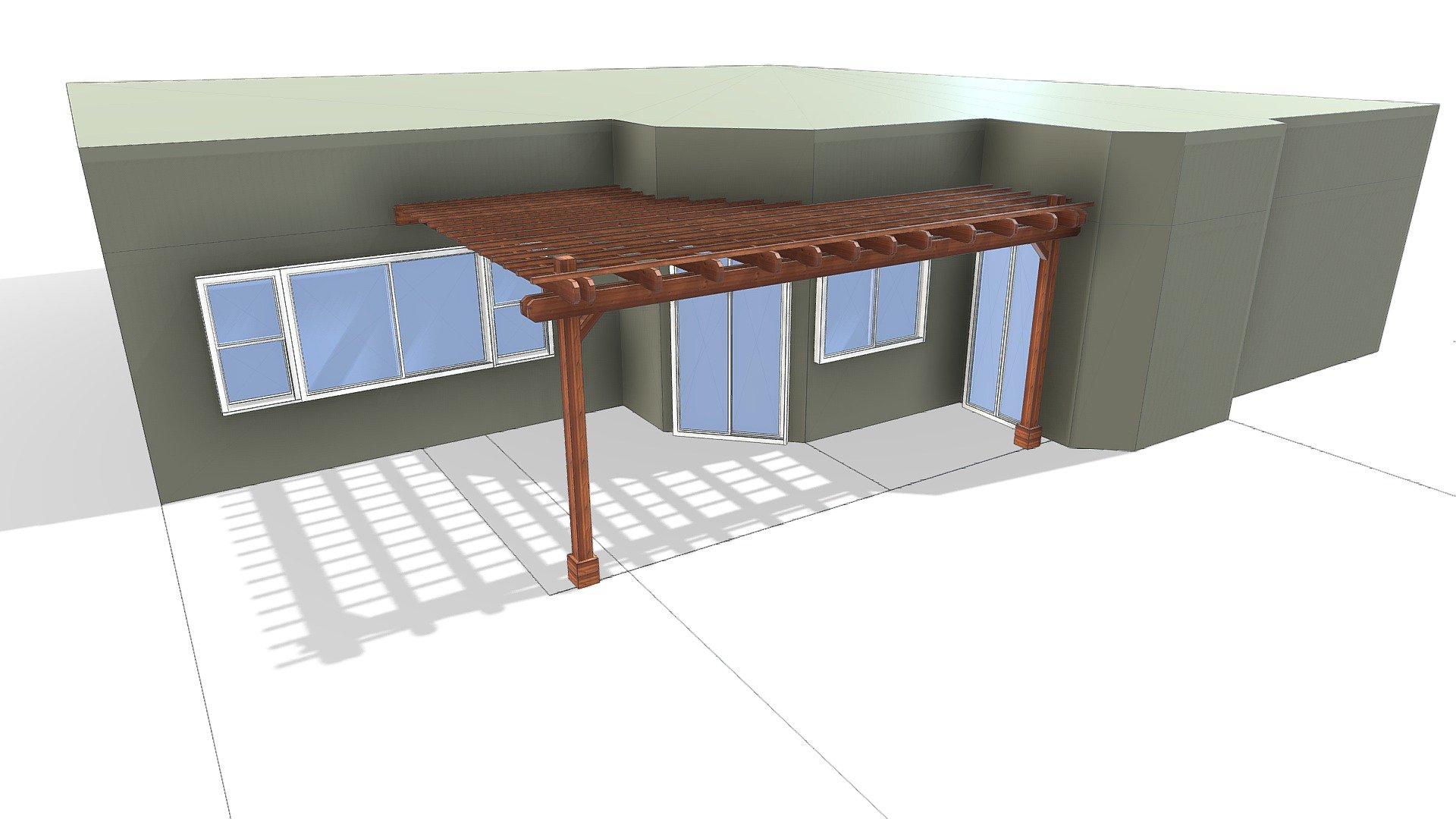 Custom Attached Pergola 22 ft L x 14 ft W - 3D model by Conceptual ...