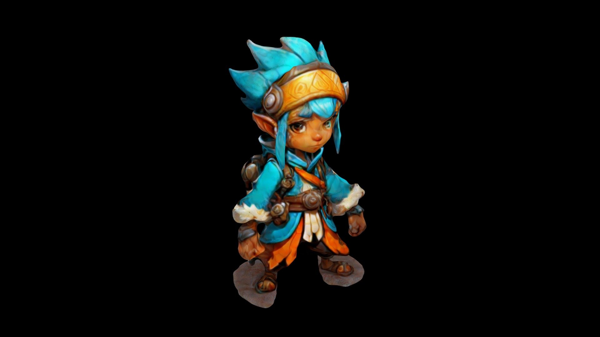 a blue skinned character dressed in blue and ora - Download Free 3D ...