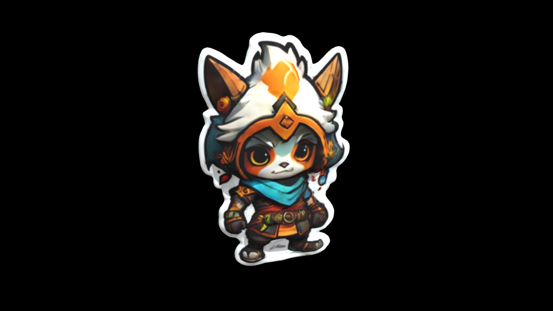 a sticker of a fox wearing a hood and scarf - Download Free 3D model by ...