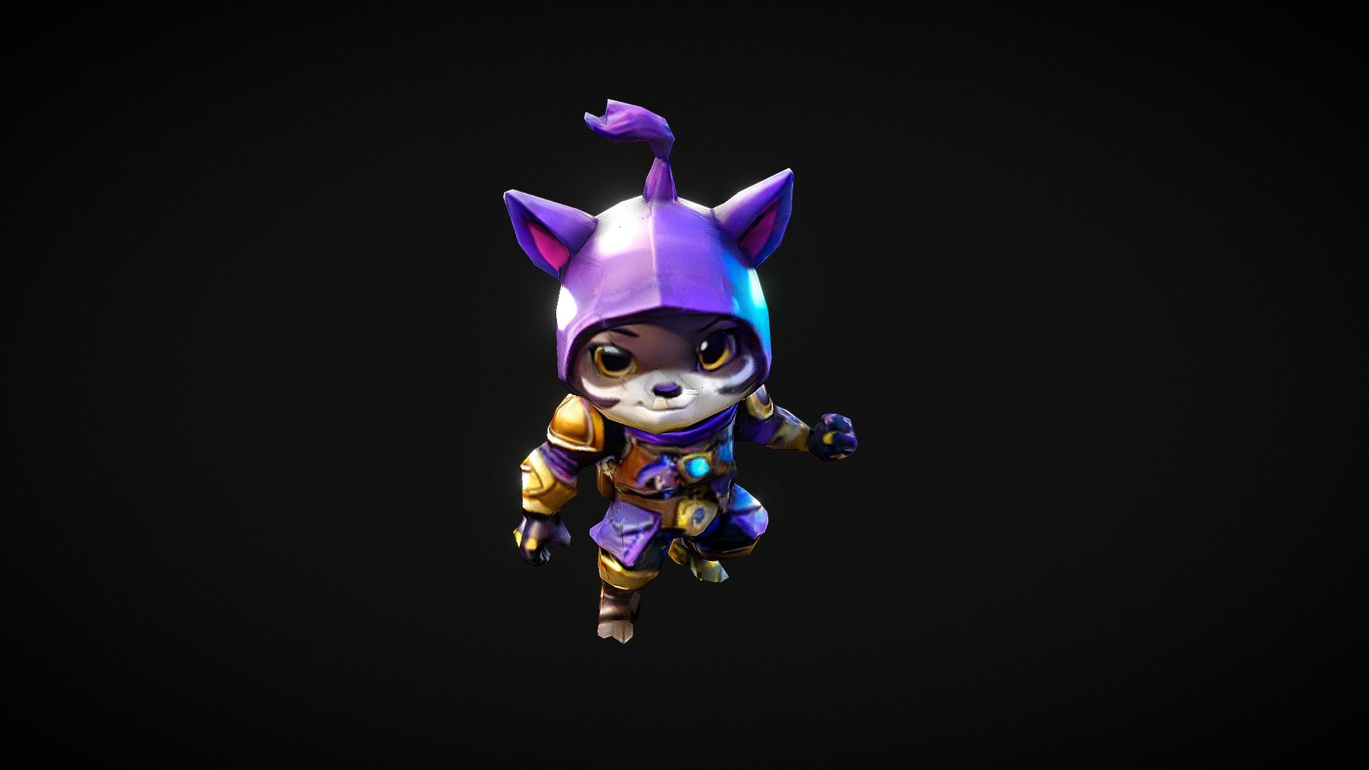 Adorable purple cat-like character in a knight o - Download Free 3D ...