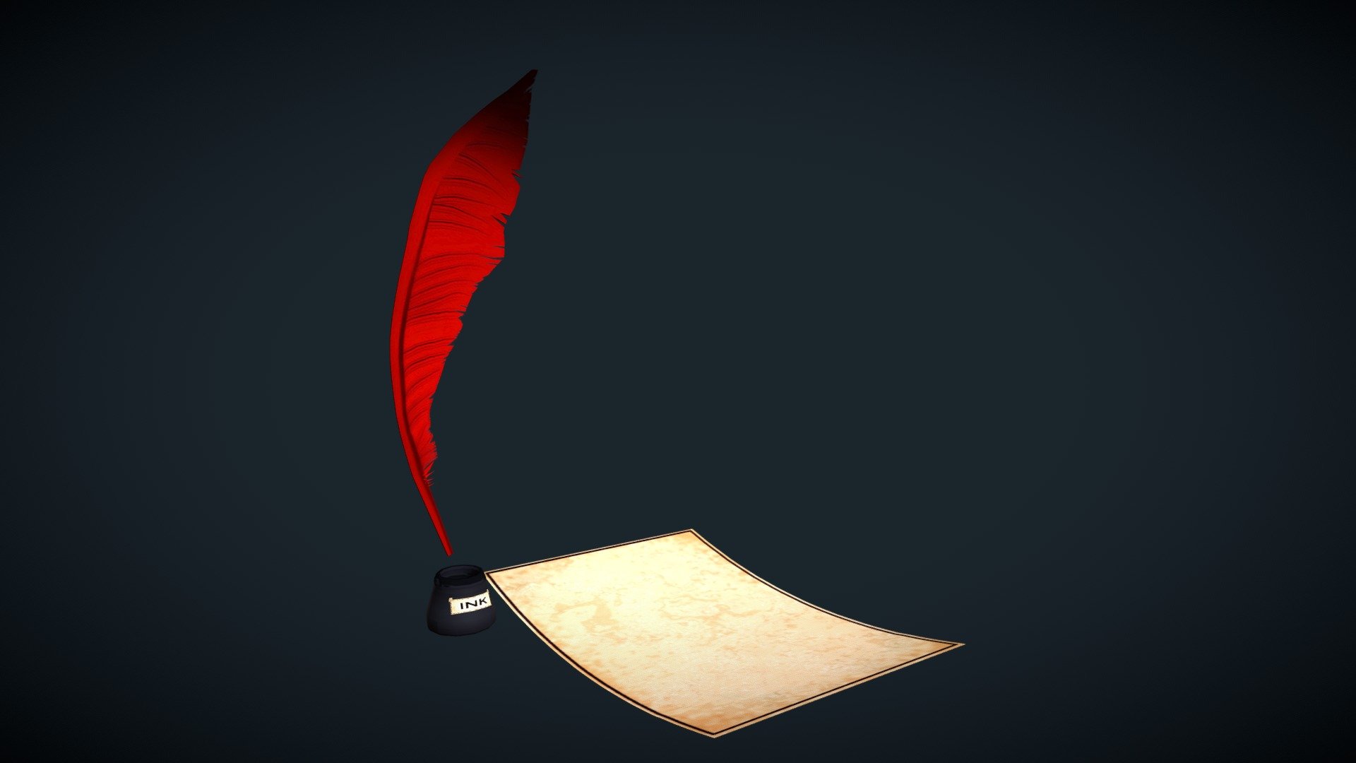Quill, Parchment & Inkwell Objects - Download Free 3D model by Kade ...