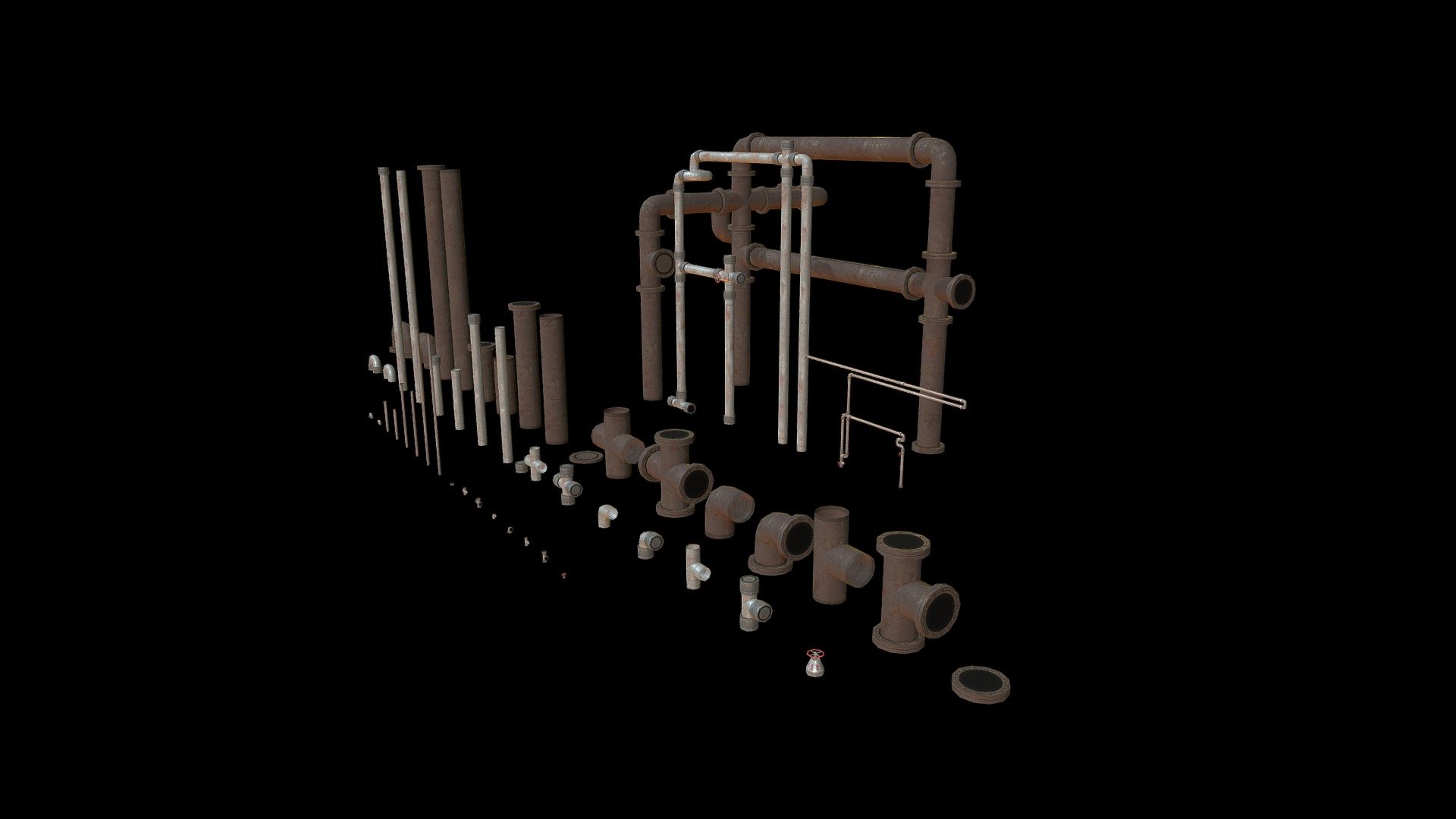 Three types of low poly modular pipes - Buy Royalty Free 3D model by ...