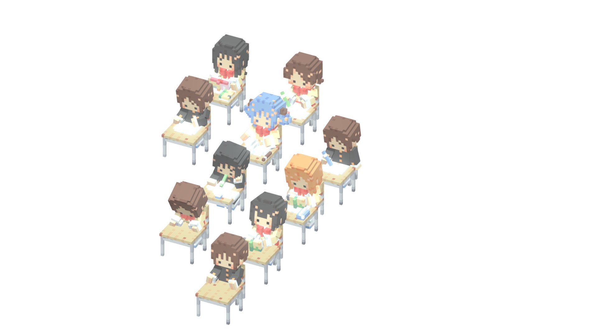 // NICHIJOU 10 voxel recreation // - 3D model by leliistyping [823bddd ...