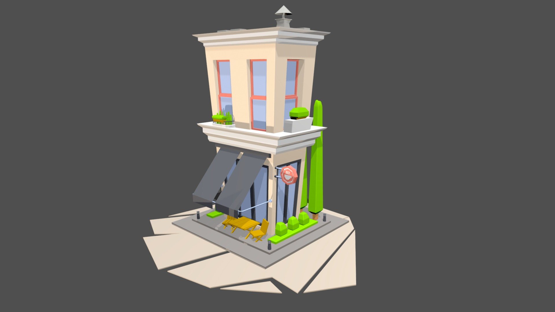 Low Poly Cafe - 3D model by torhan (@zbrushcinematory) [8242adb ...