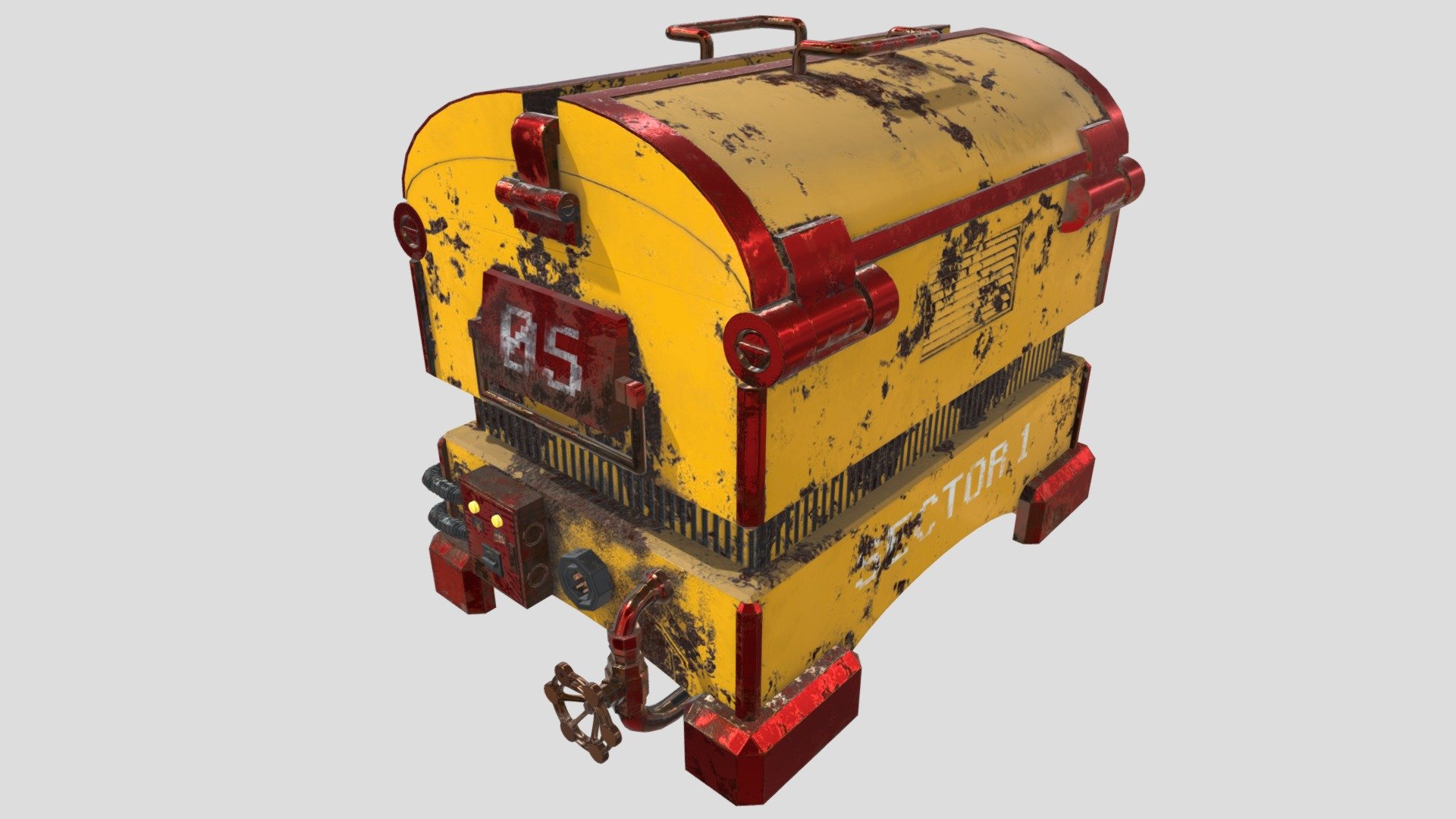 Tech yellow rusty metal chest ( skrzynia ) - 3D model by sebslom ...