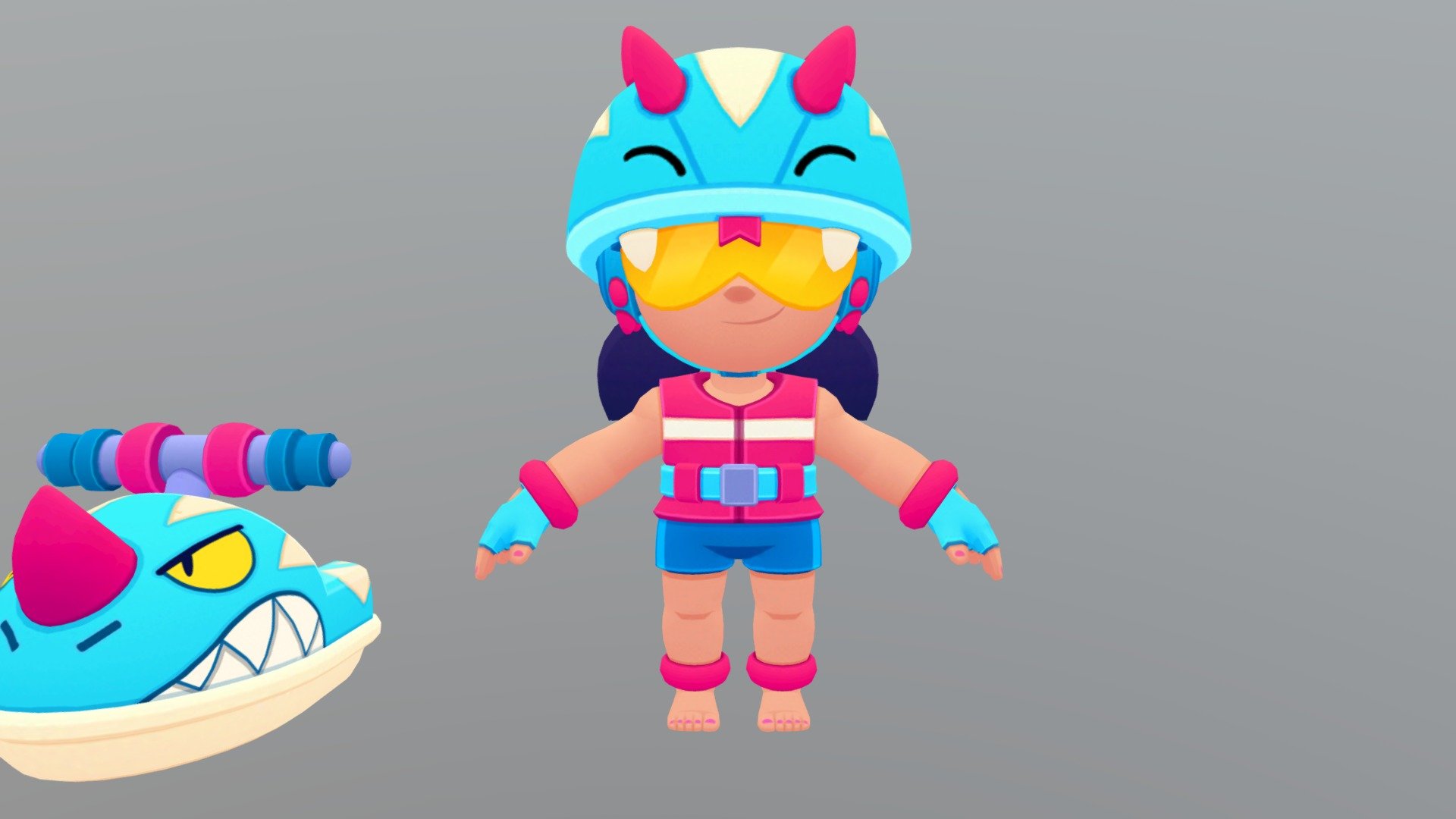 Jet Ski Jacky+Recolor T-Pose Brawl Stars 3d mode - Download Free 3D ...
