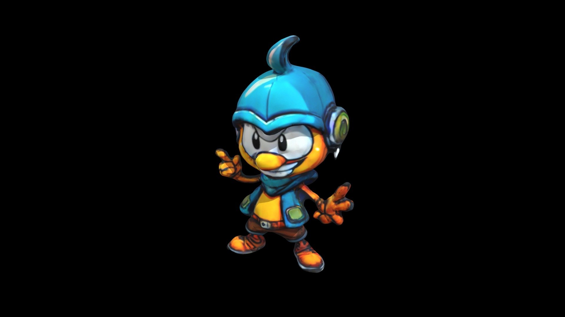 a cartoon character wearing a blue helmet and - Download Free 3D model ...