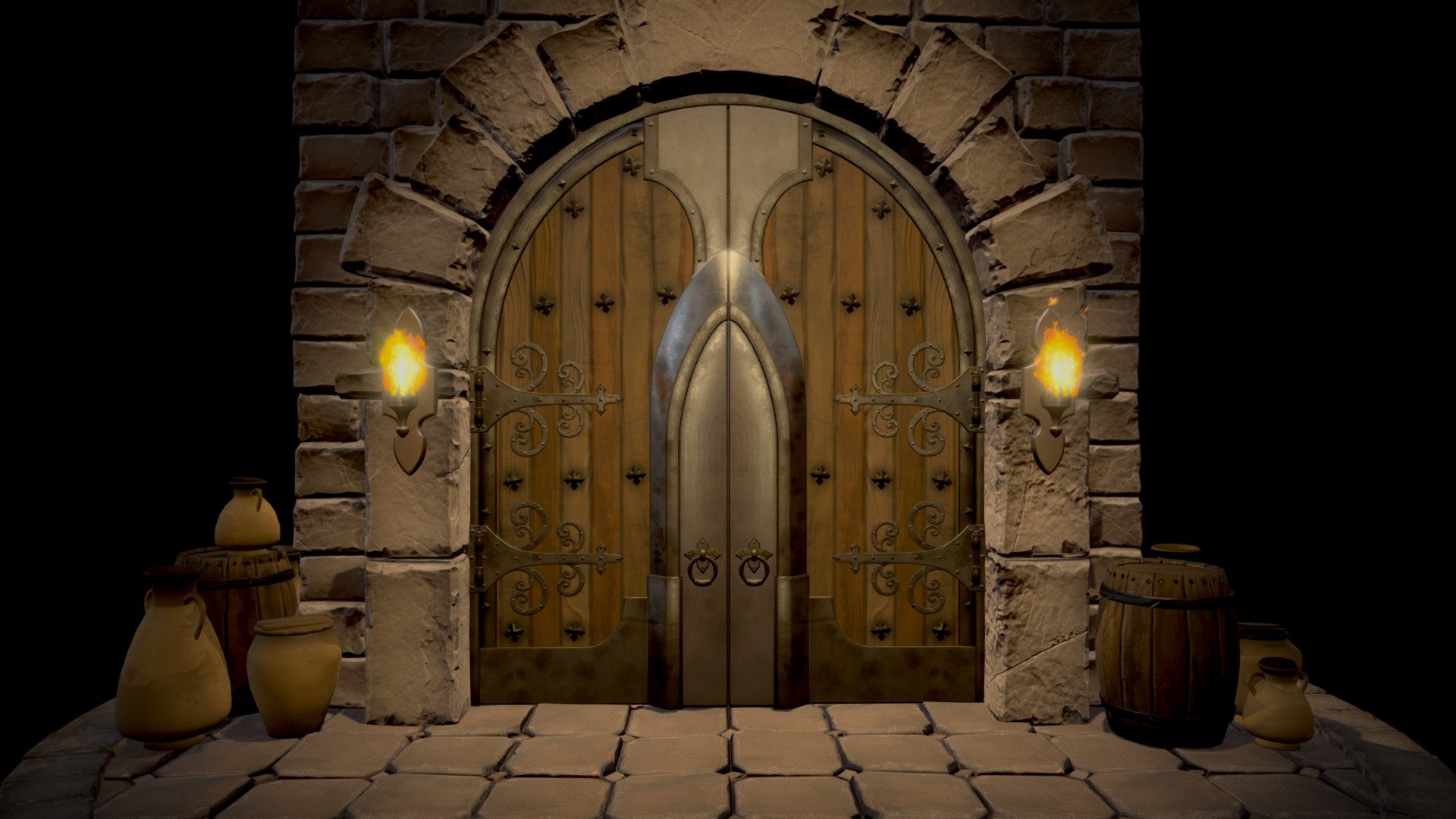 Medieval Gate with Animations - 3D model by Dedime (@Dedim) [825f758 ...