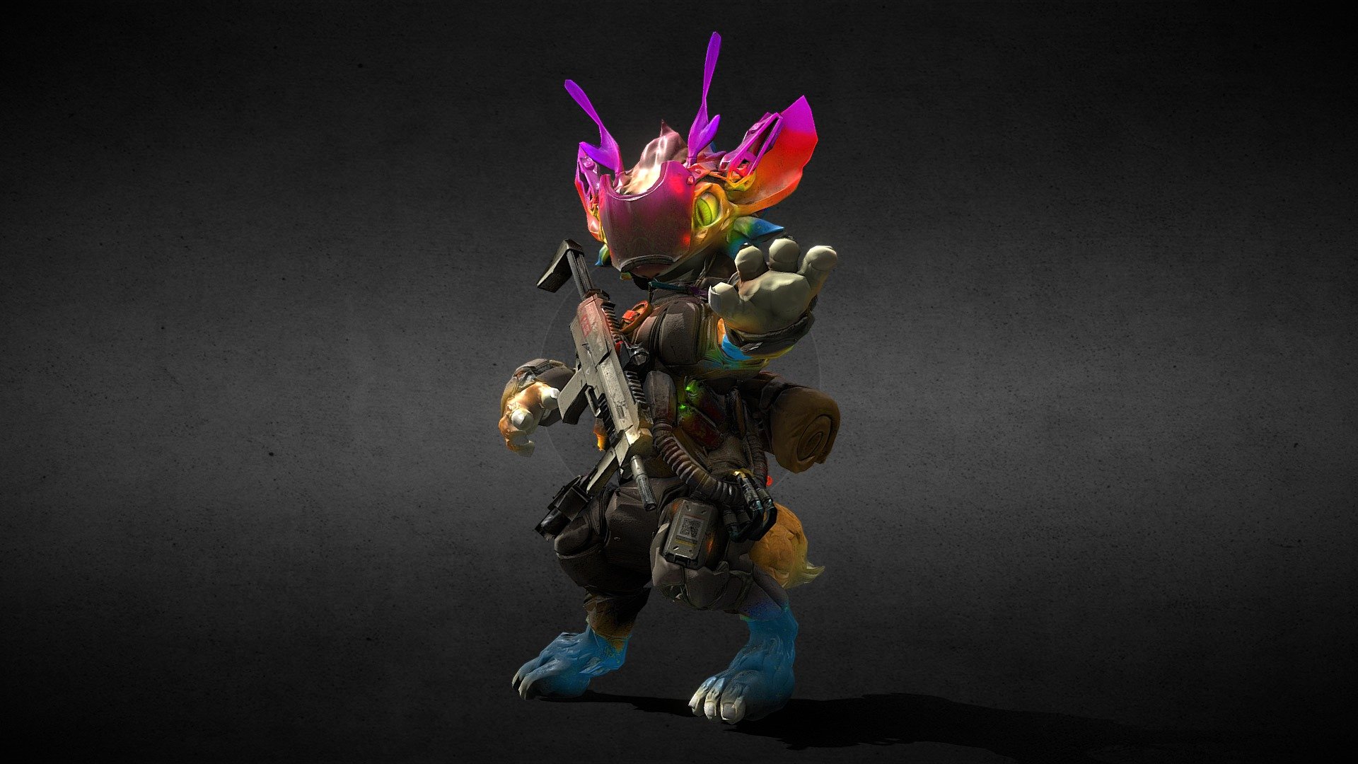 Futuristic Alien Warrior Fox - Buy Royalty Free 3D model by ...