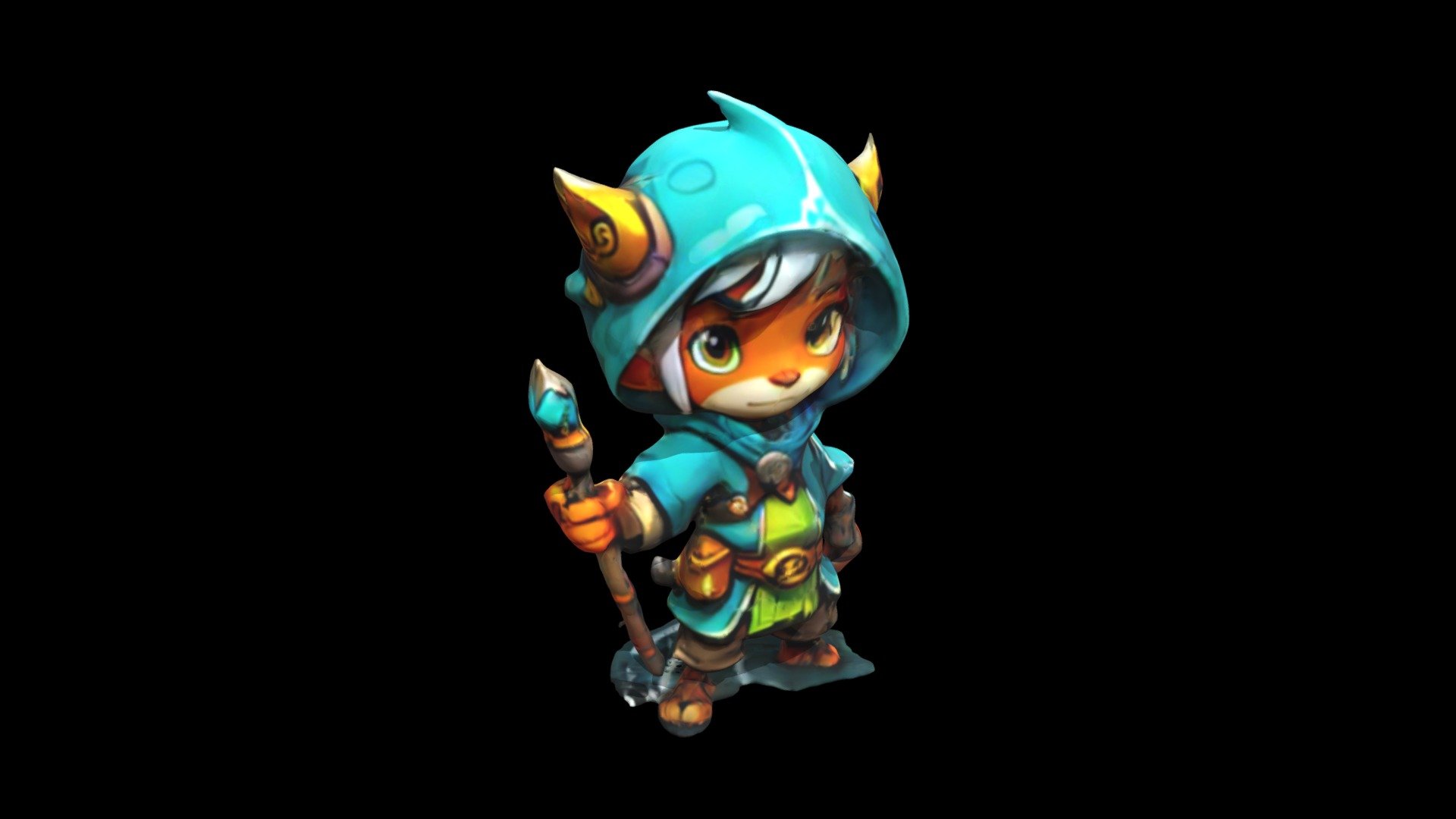 a cartoon character with a blue hood is holdi - Download Free 3D model ...