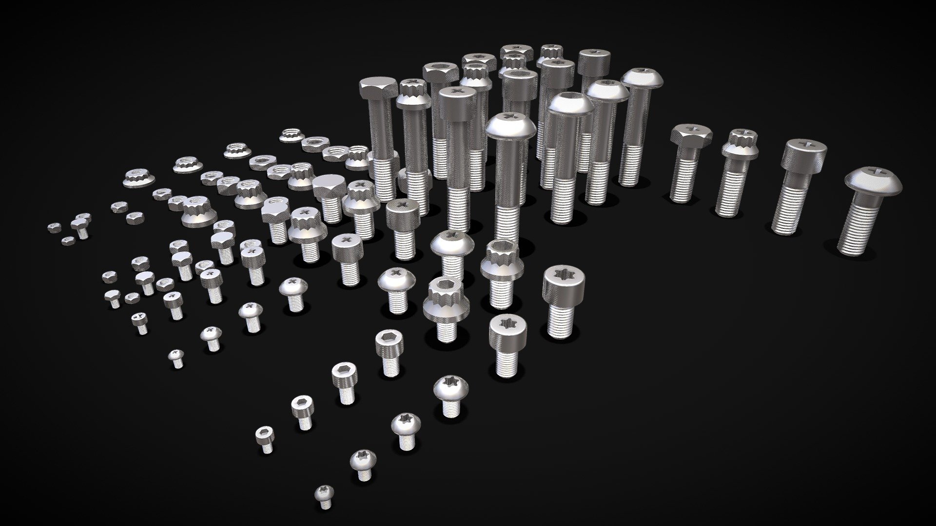 Bolts M3 M4 M5 M6 M8 M10 M12 - Buy Royalty Free 3D model by Raj ...