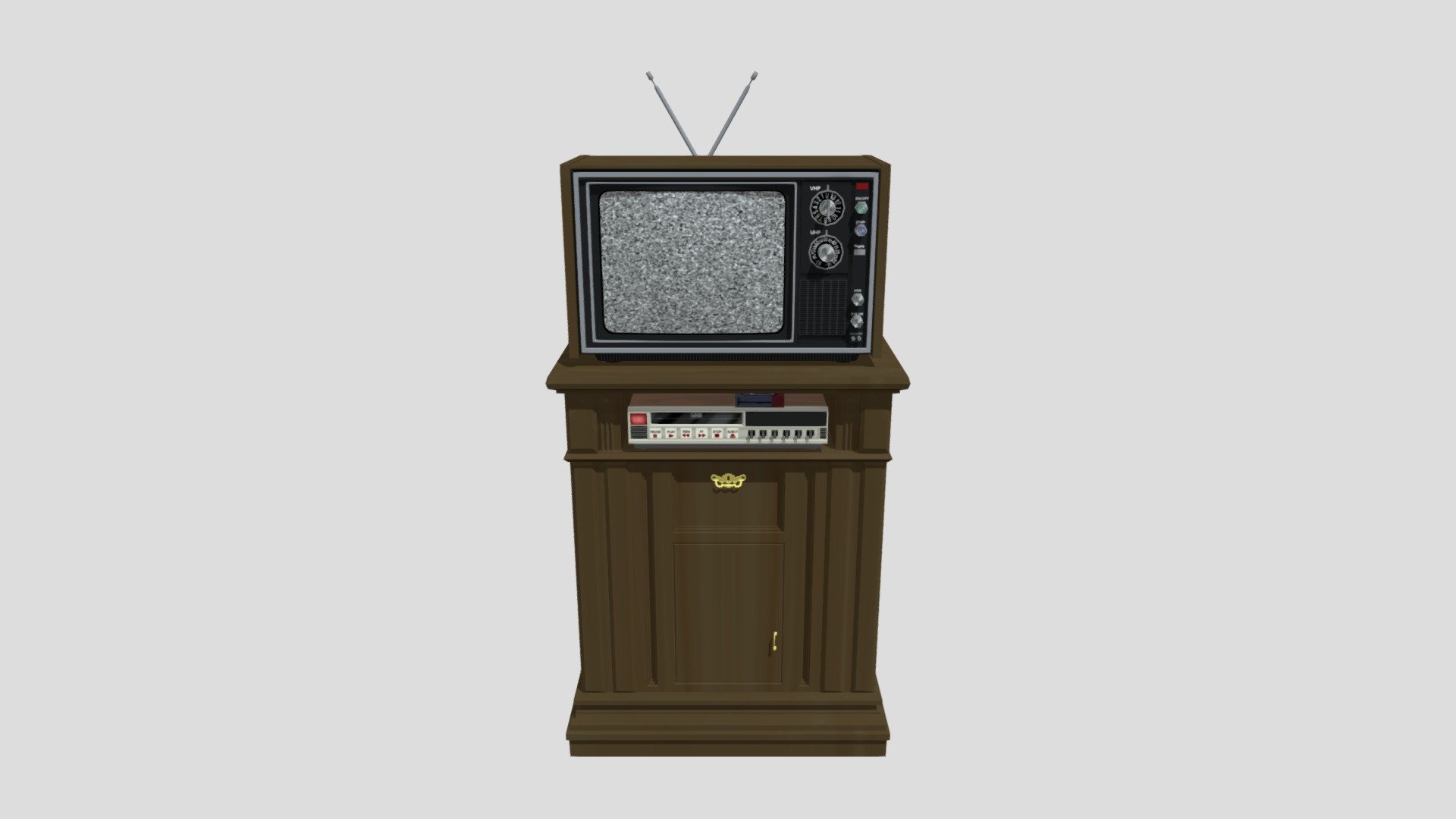 80s TV on Console Stand with VCR - 3D model by westingtyler [827d780 ...