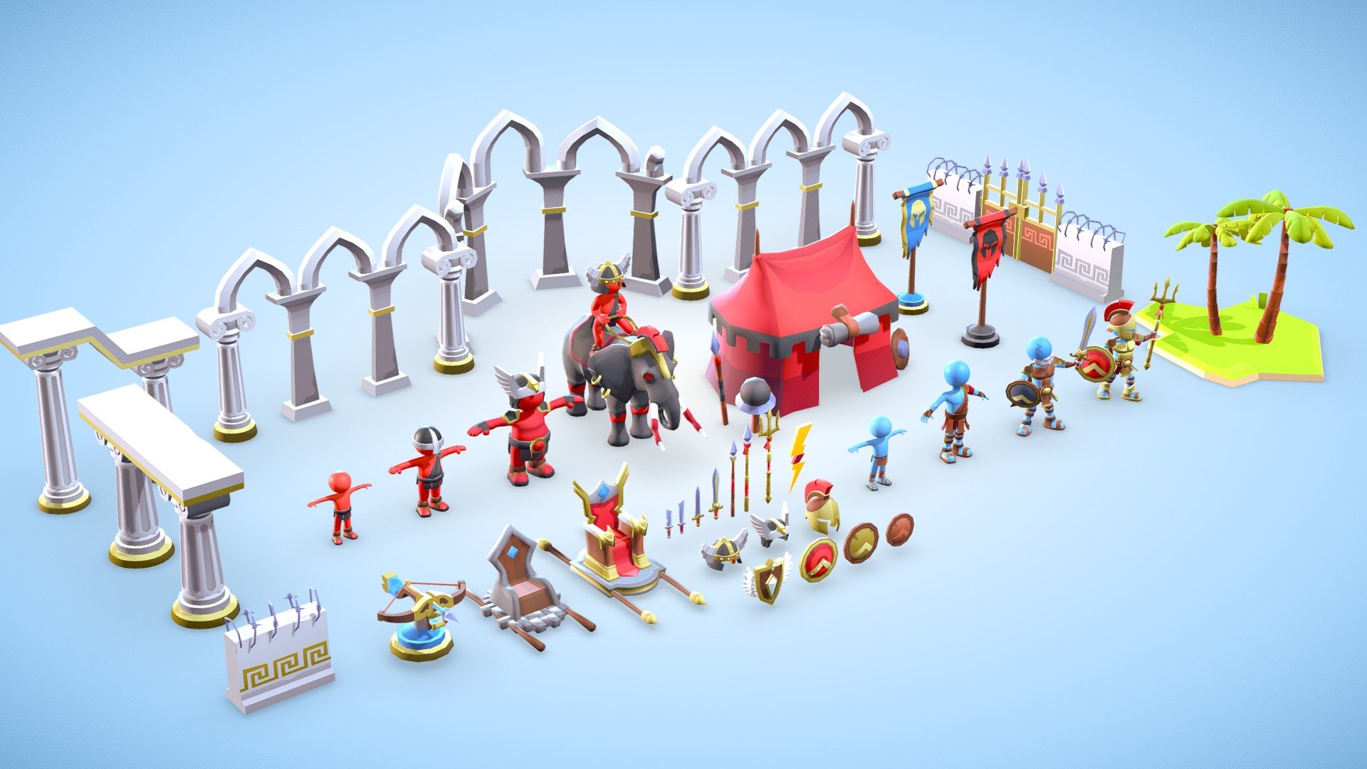 Greek character environment lowpoly Modular Pack - 3D model by haykel ...