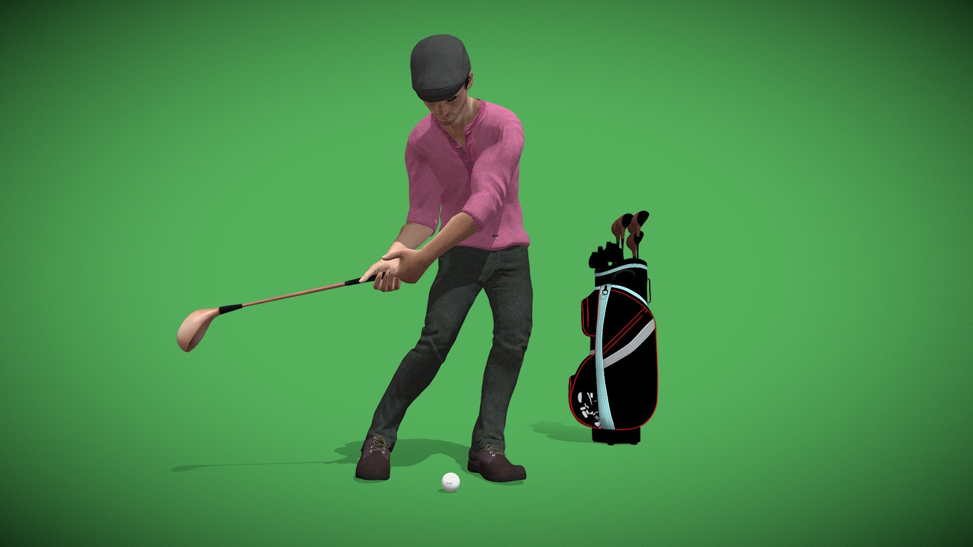 Animated Golfer Drives Ball with Club - 3D model by LasquetiSpice ...