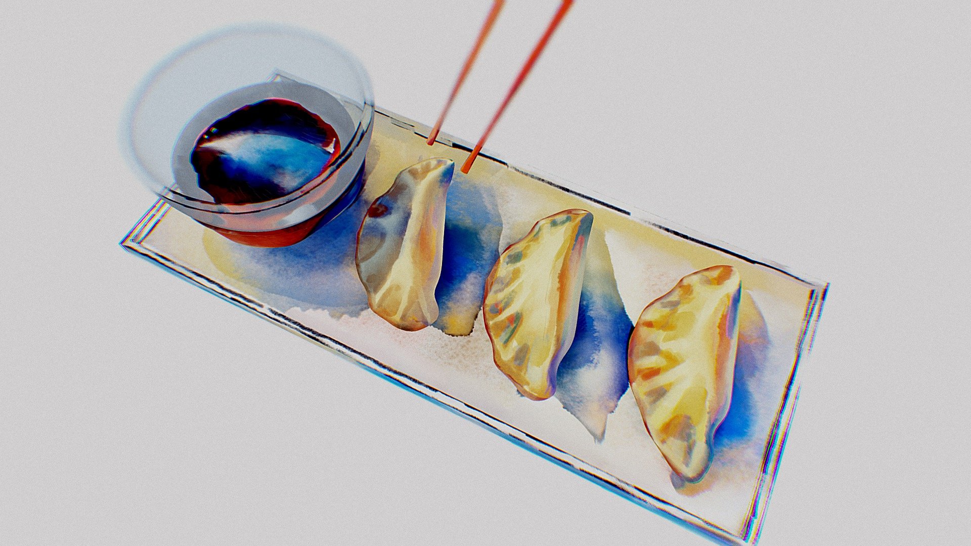 Dumplings watercolour stylised illustration - Download Free 3D model by ...