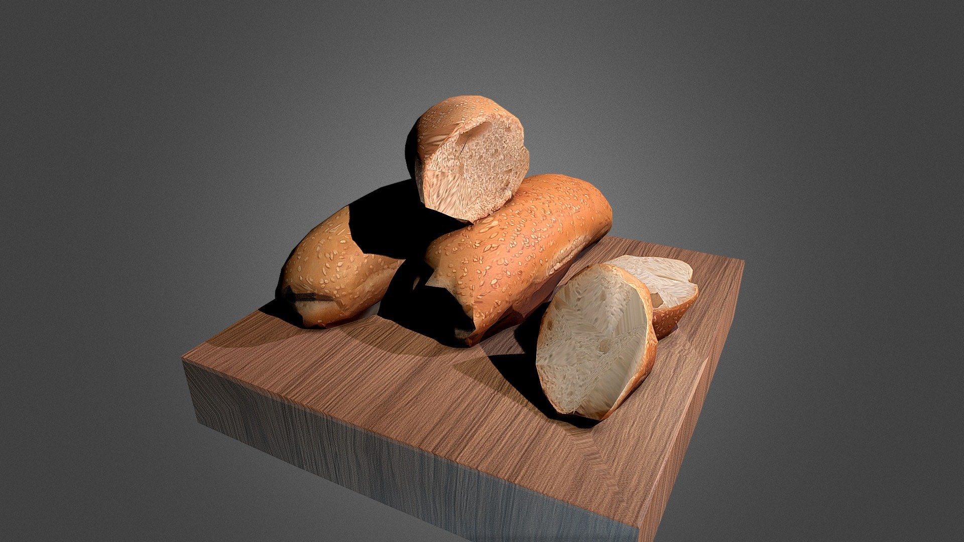 breads on board - bread cut- LOWPOLY - Buy Royalty Free 3D model by ...