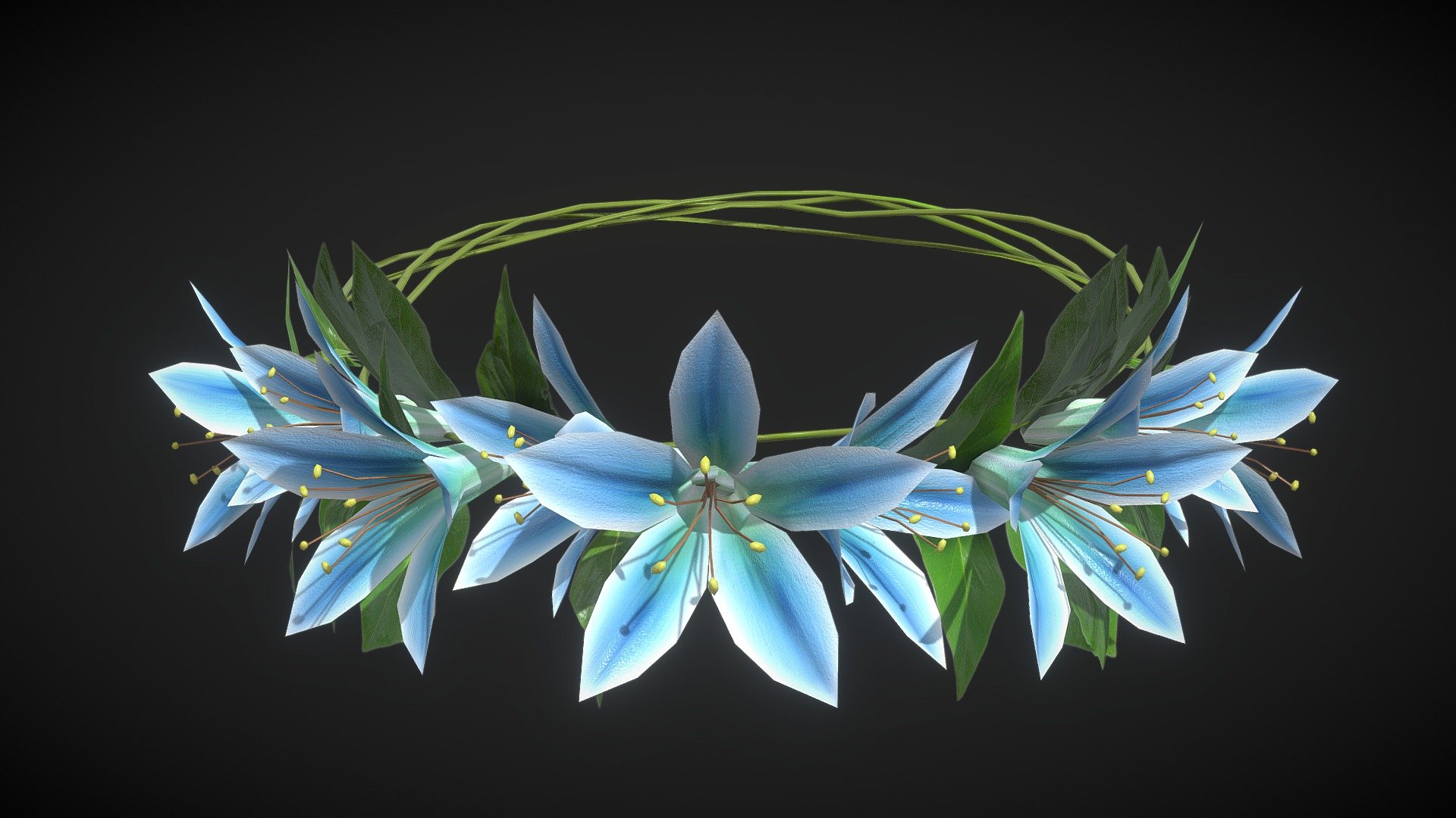 Blue Lilies Flower Crown - low poly - Buy Royalty Free 3D model by ...