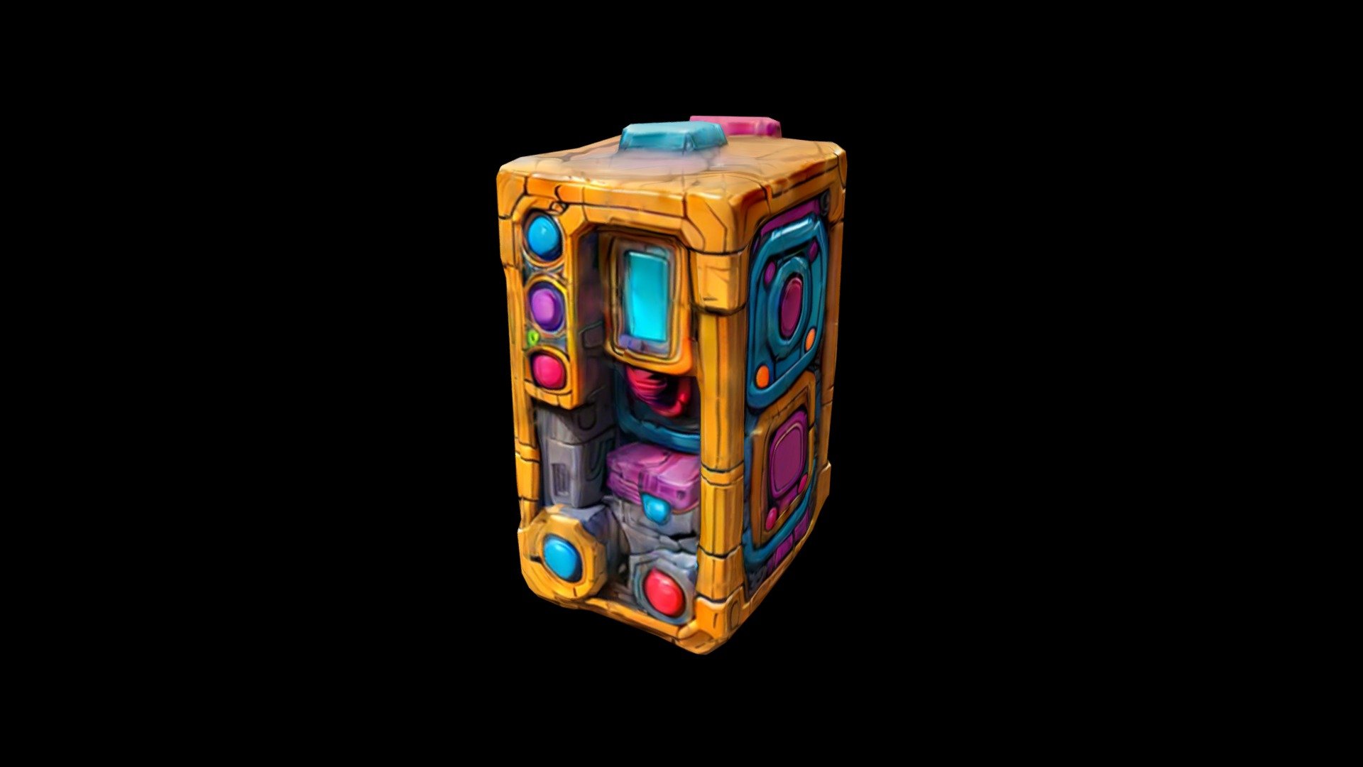 A multi-colored cube-shaped robot toy with numer - Download Free 3D ...