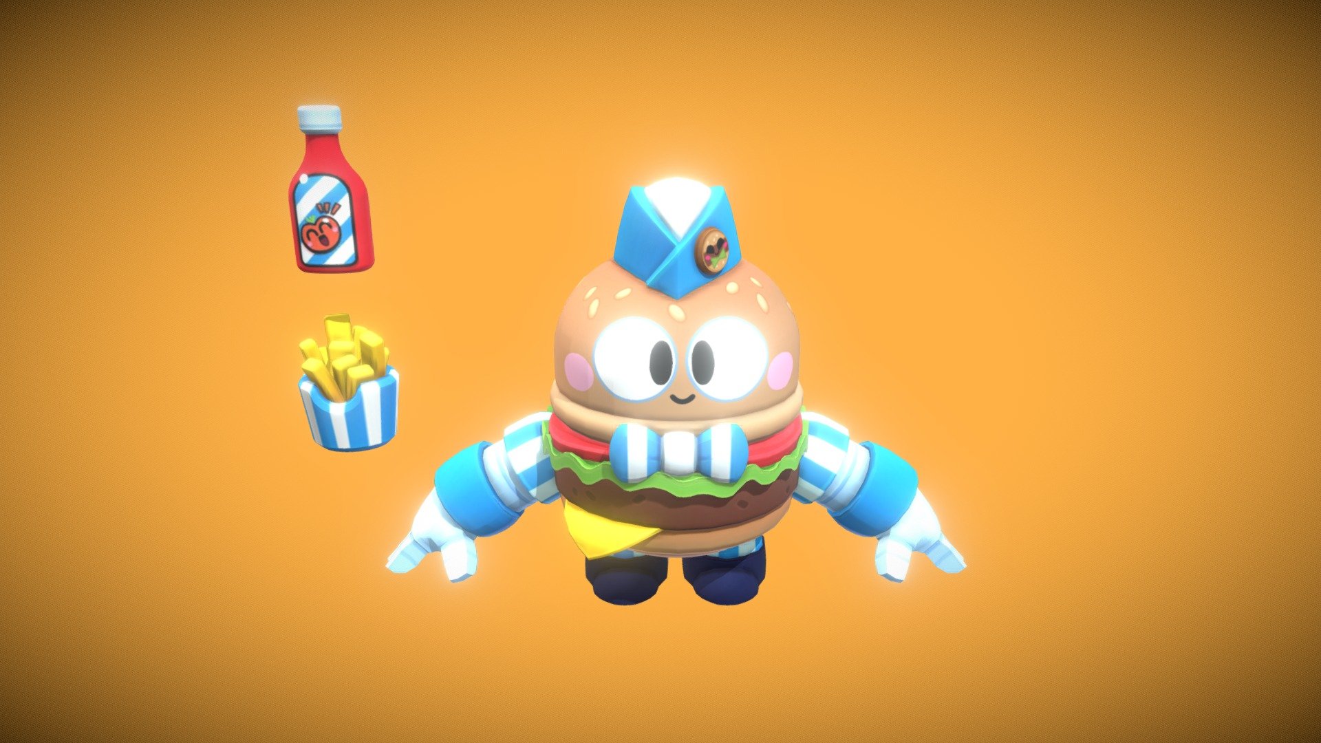 Burger Lou t-pose Brawl Stars - Download Free 3D model by shertiku ...