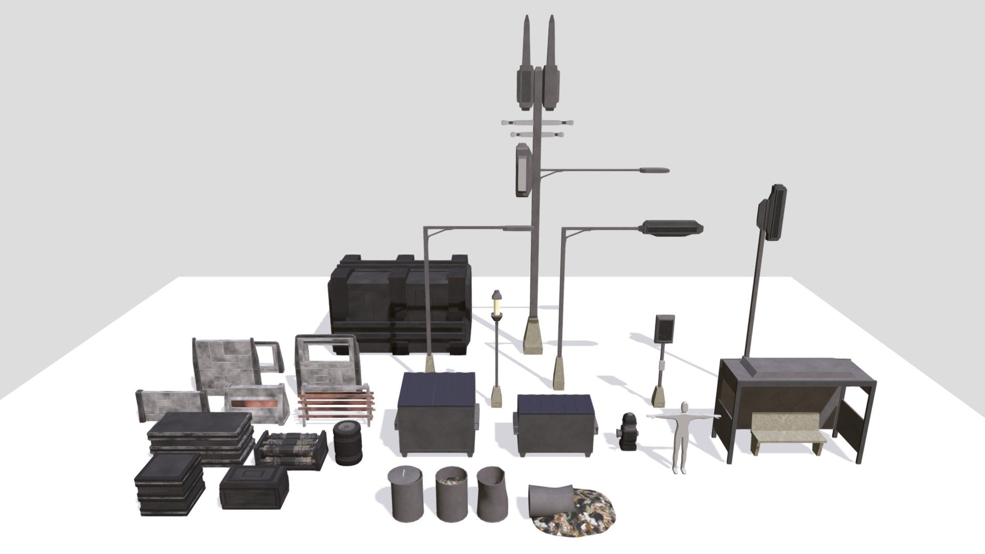 VR Game Assets Urban Pack (Base Color) - 3D model by Mark_Tyler ...