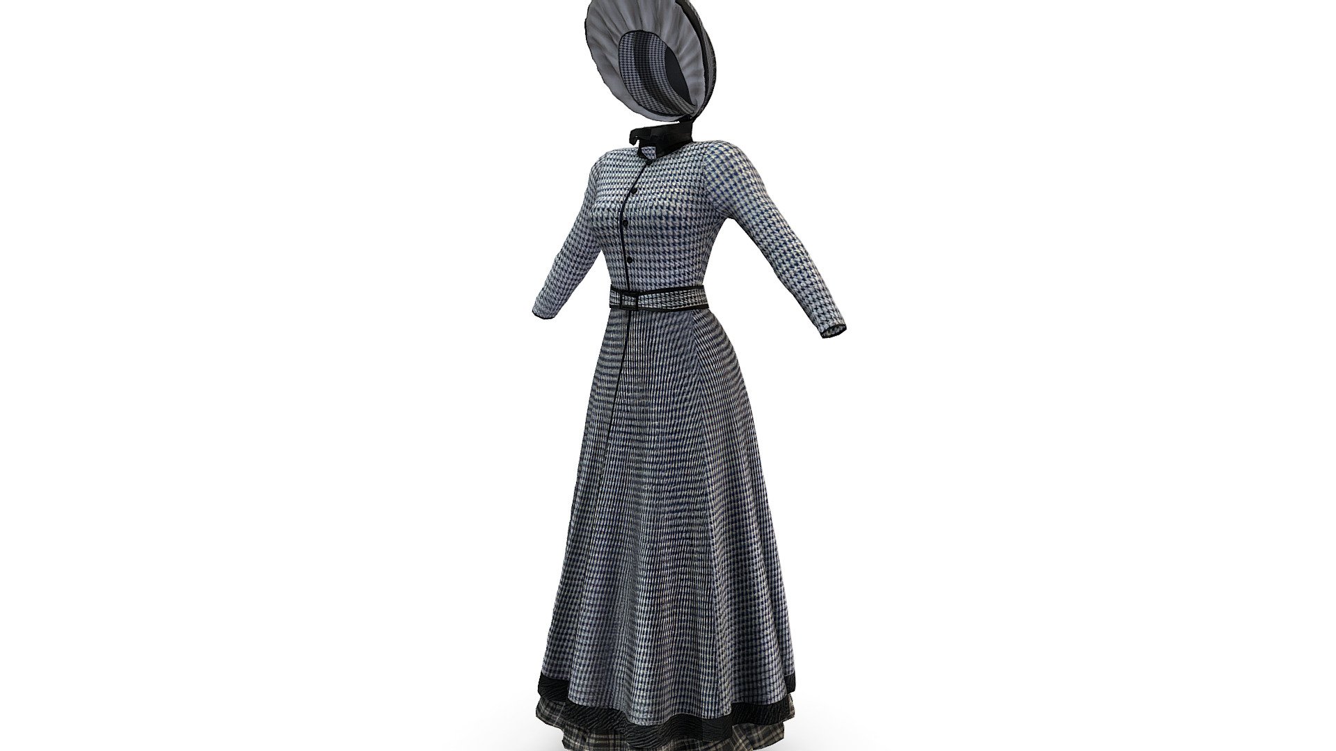 Victorian Regency Long Coat Dress And Bonnet - Buy Royalty Free 3D ...