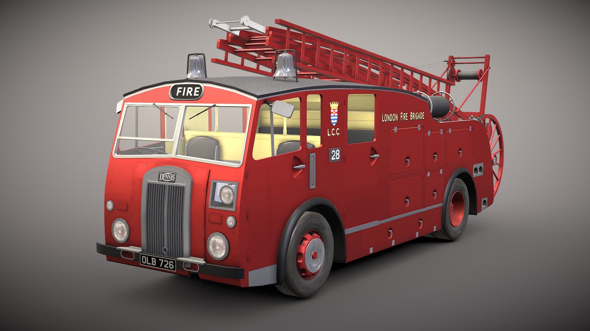 Dennis F12 fire engine - London Fire Brigade - Buy Royalty Free 3D ...