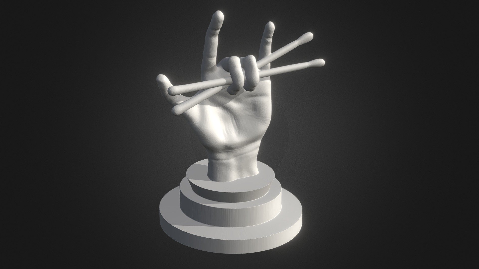 Hand with drum sticks (for 3d-printing) - 3D model by Mr.Octopus ...