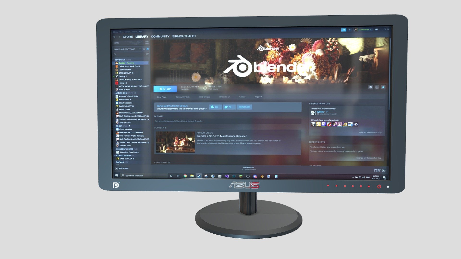 Realistic Observation Model - Asus Monitor - Download Free 3D model by ...