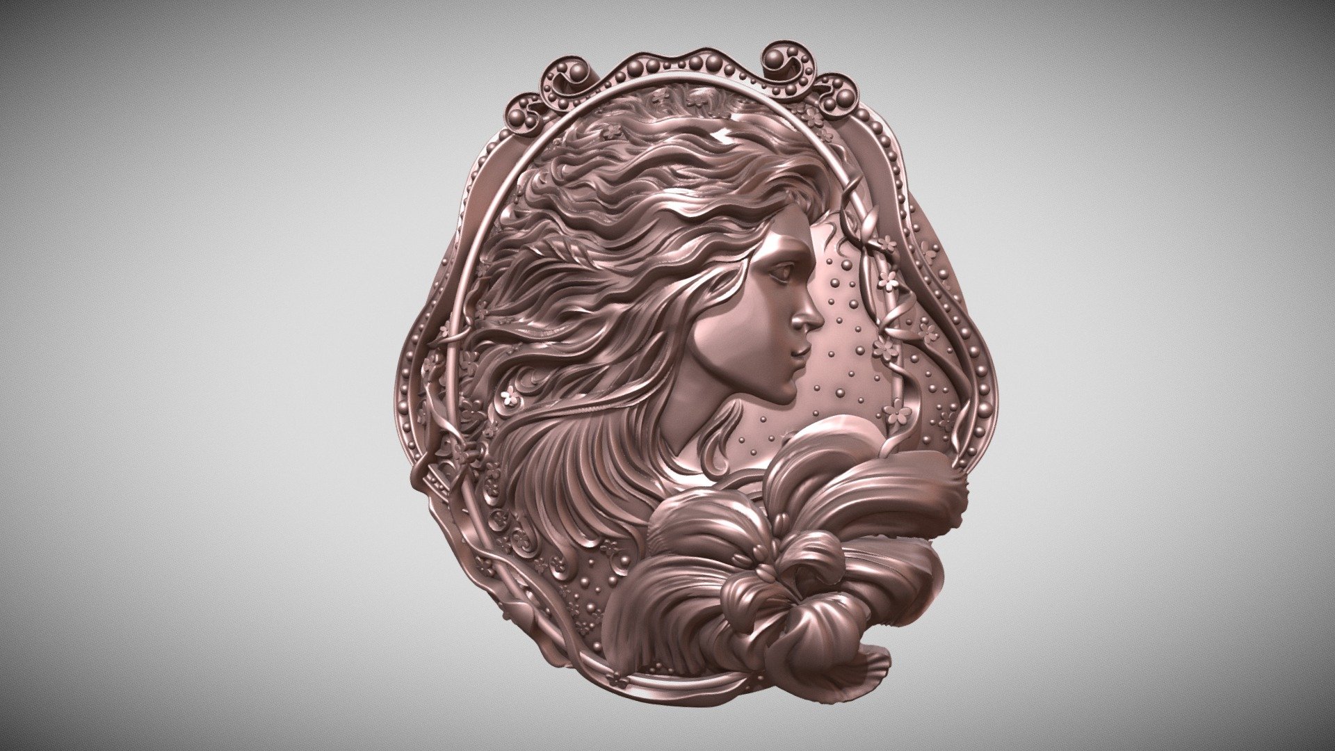 Medallion With A Girl's Face - Buy Royalty Free 3D model by ...