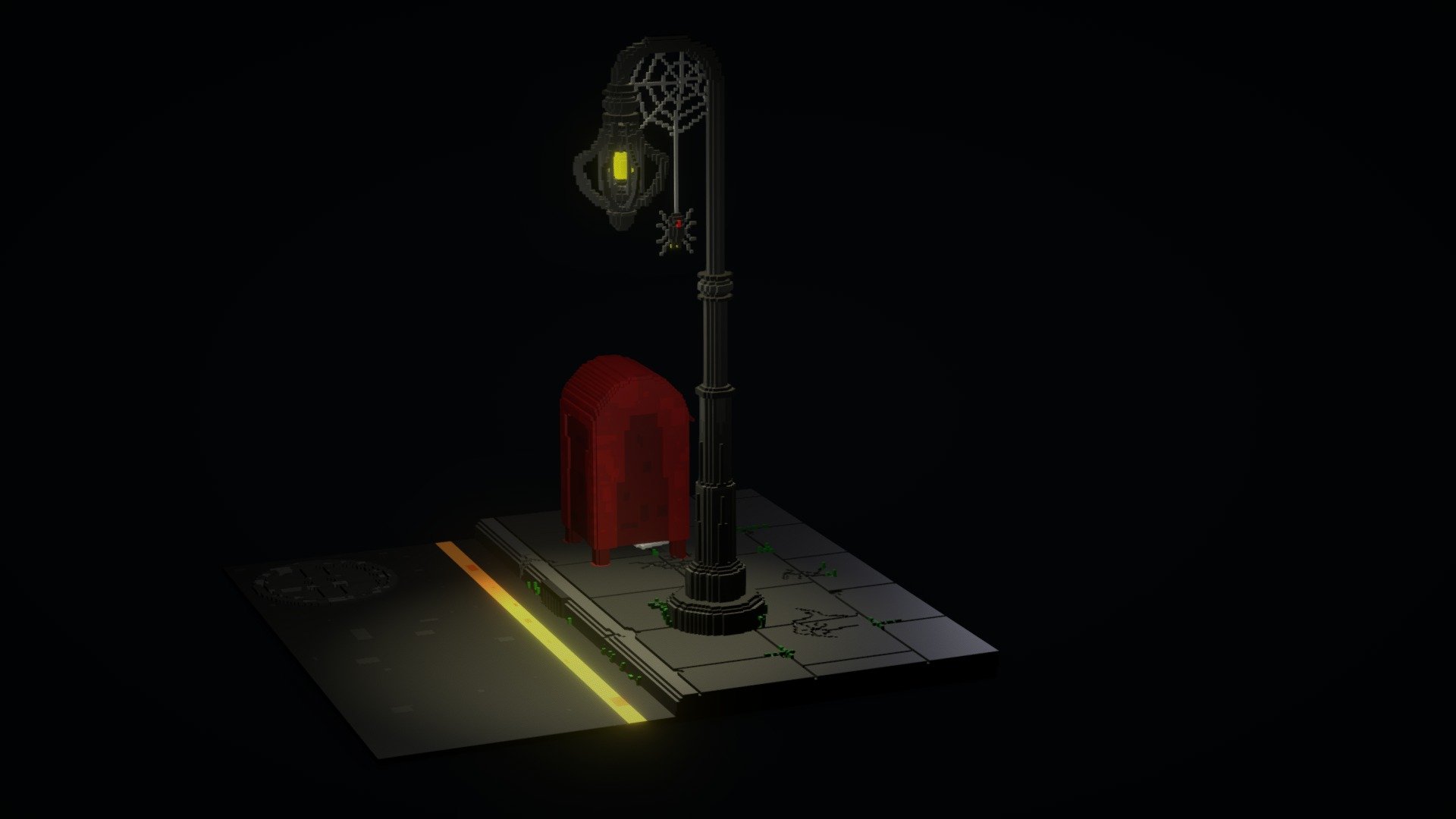 Small Voxel Street Diorama - 3D model by dragnoz [8322cd8] - Sketchfab