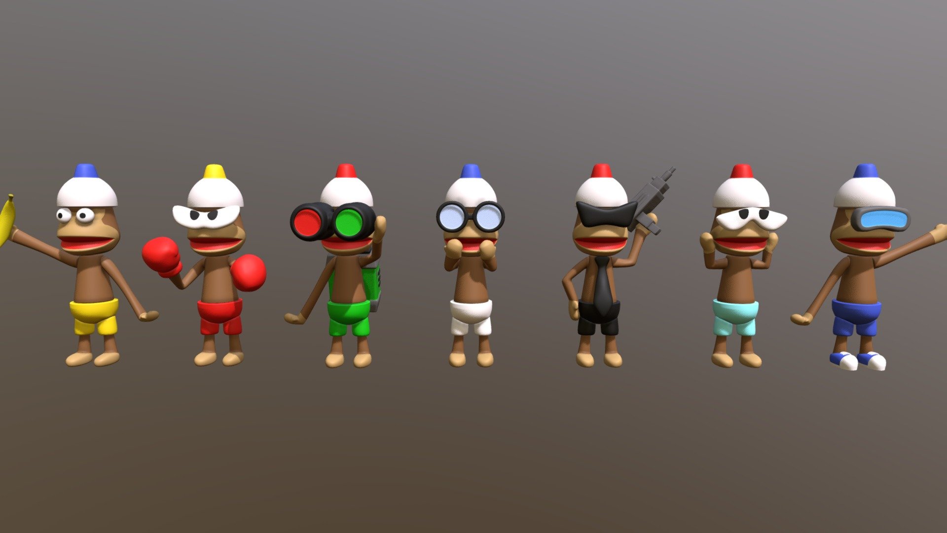 Ape Escape Monkeys - Buy Royalty Free 3D model by enovas666 [8324dca] - Sketchfab Store