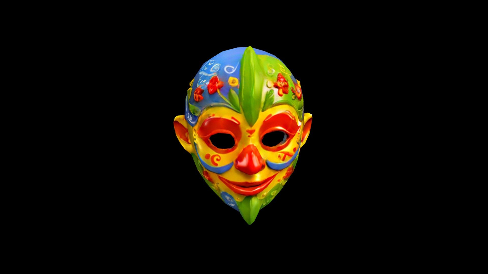 A colorful mask with bright red lips and eyebrow - Download Free 3D ...