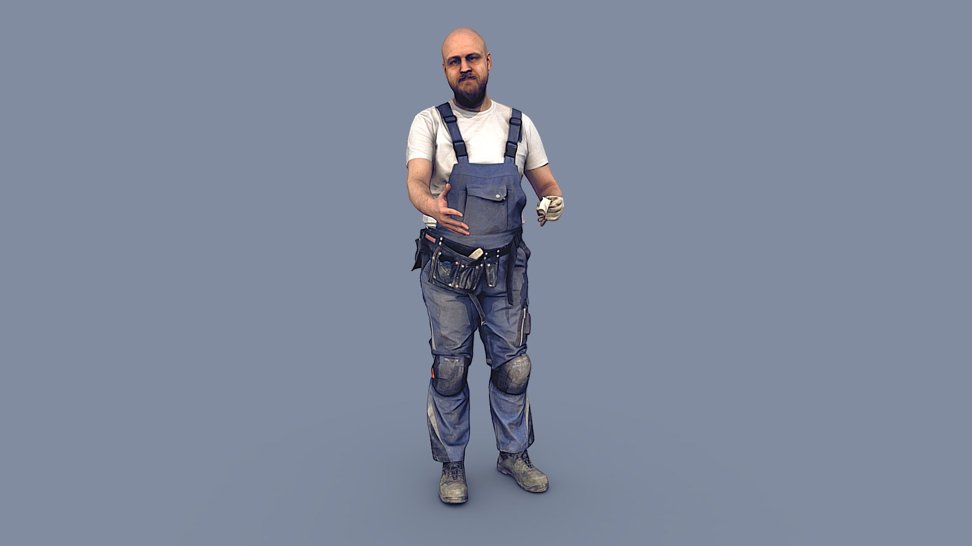 Bald Worker in Overalls Greets - 3D model by kanistra [833065e] - Sketchfab